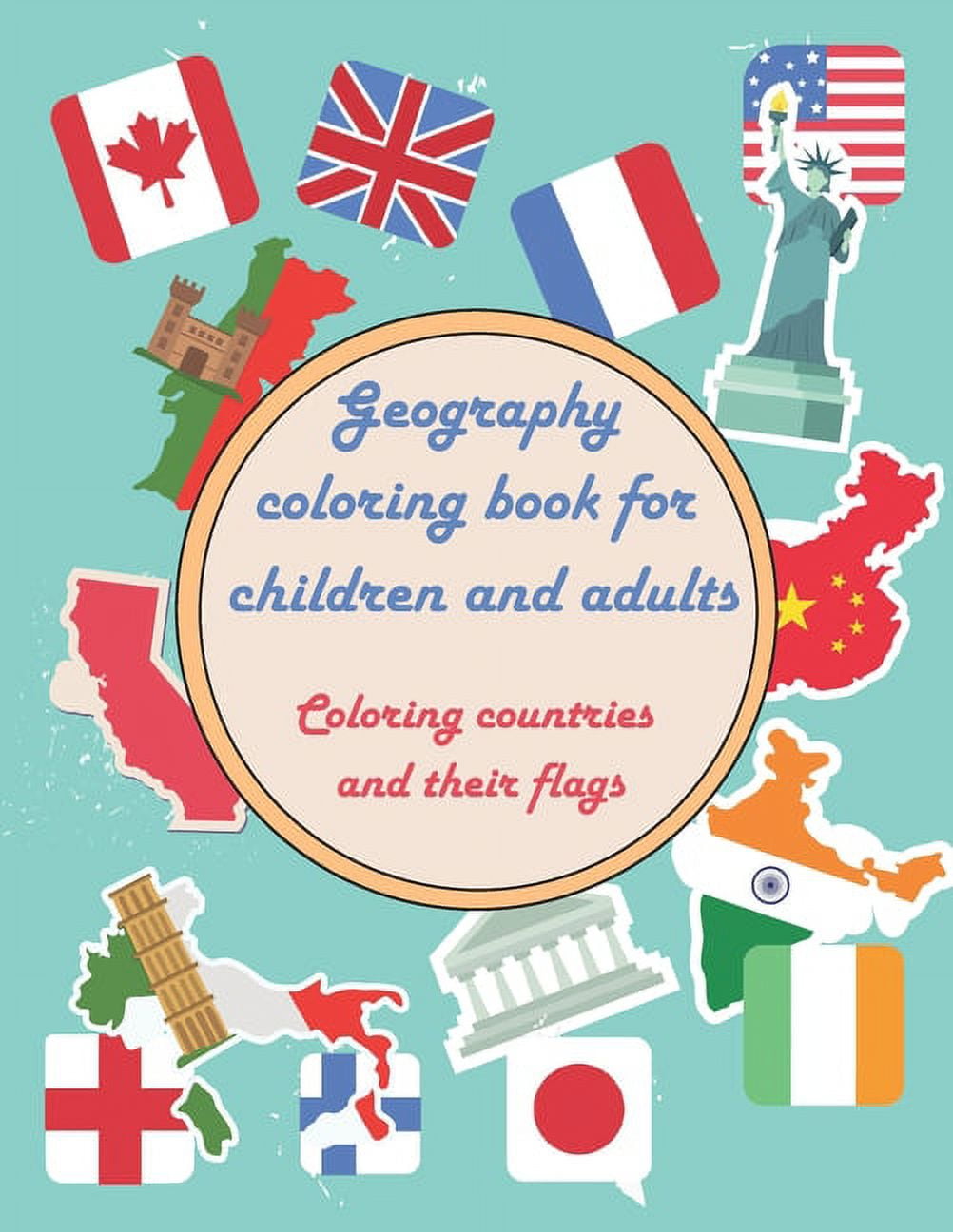 Geography coloring book for children and adults - Coloring countries ...