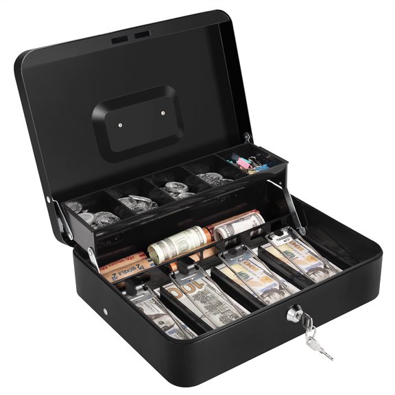 SkyAuks Piggy Bank, Cash Box with Money Tray and Key Lock to Secure ...
