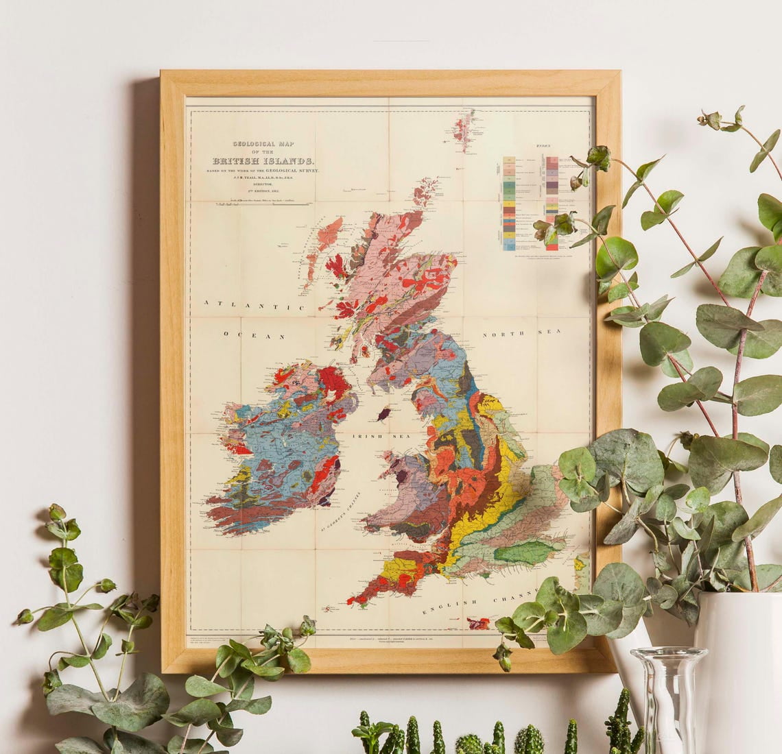 Geological Map Of Great Britain And Ireland, Geological Map Uk, Vintage ...