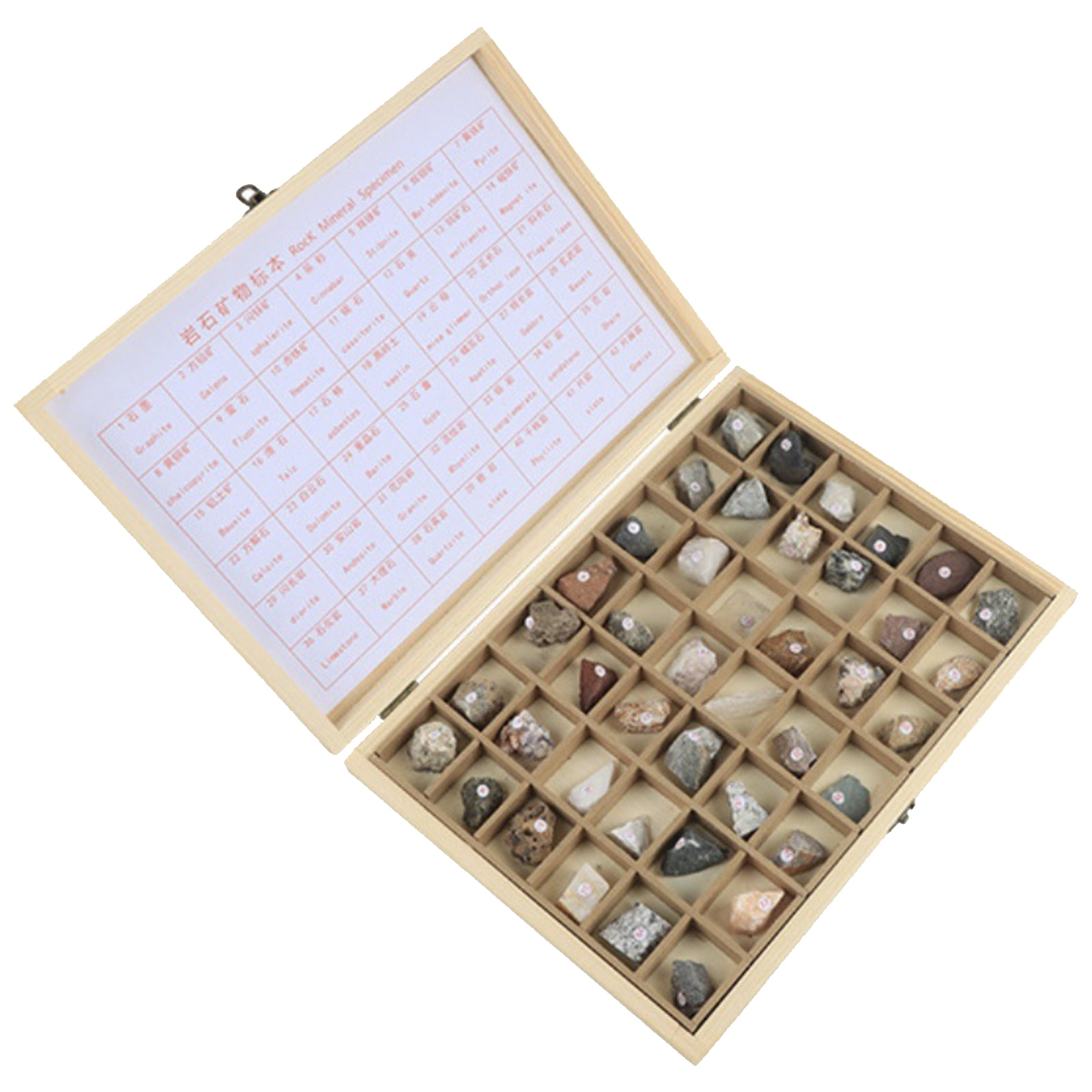 Geology Classroom Teaching Aid Mineral Rock In Wooden Display Case ...