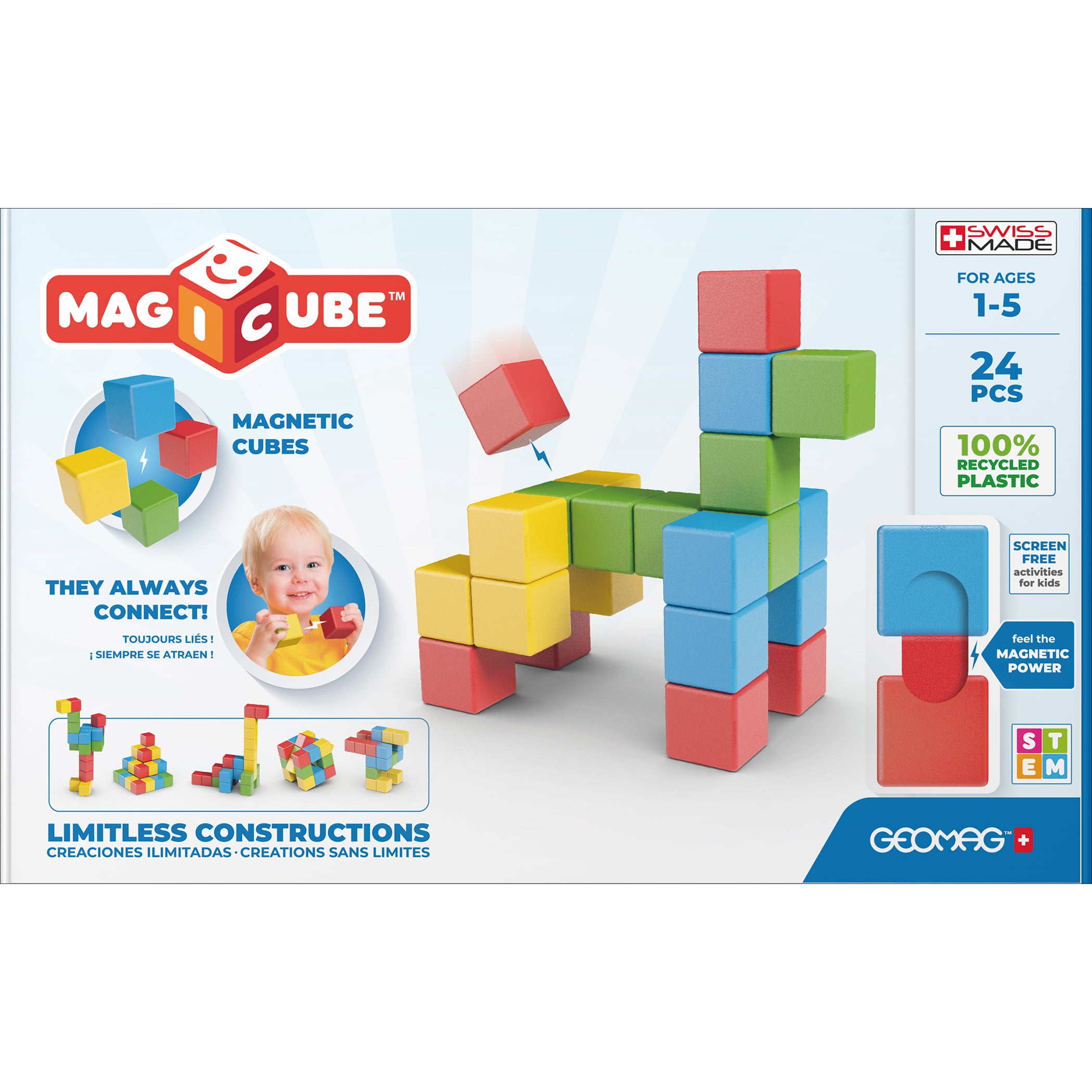 Geomag Magicubes Full Color Try Me Recycled (24 Pieces) - Walmart.com
