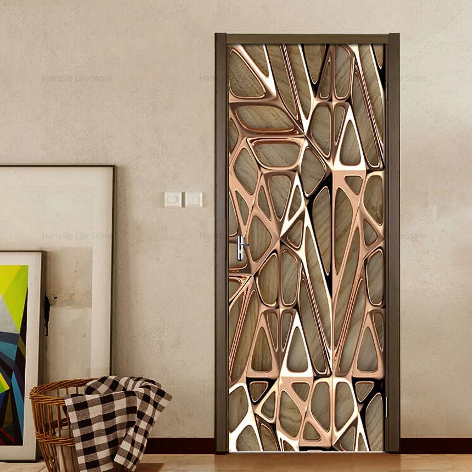 Geometric 3D Door Sticker Self Adhesive for Living Room Black White ...