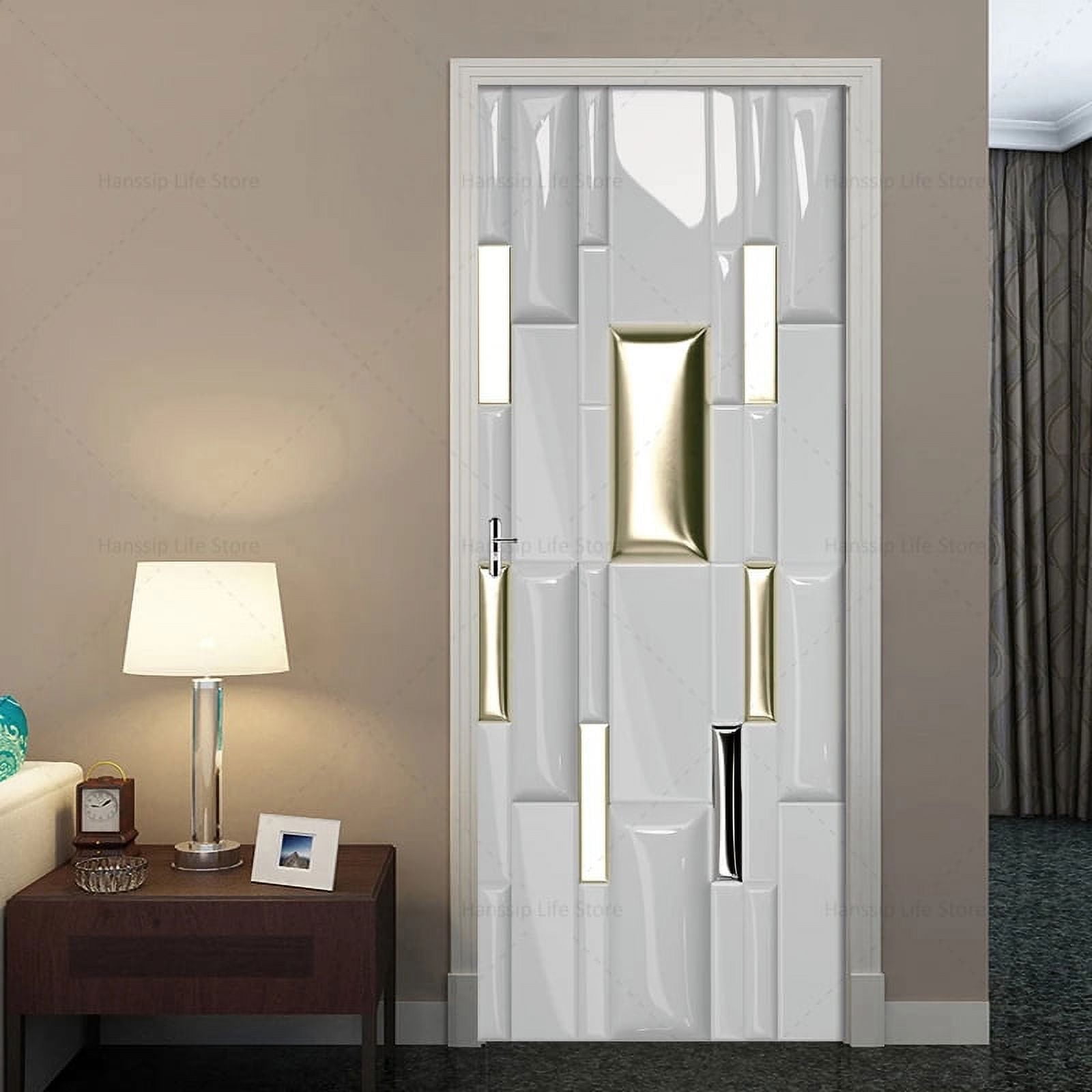 Geometric 3D Door Sticker Self Adhesive for Living Room Black White ...