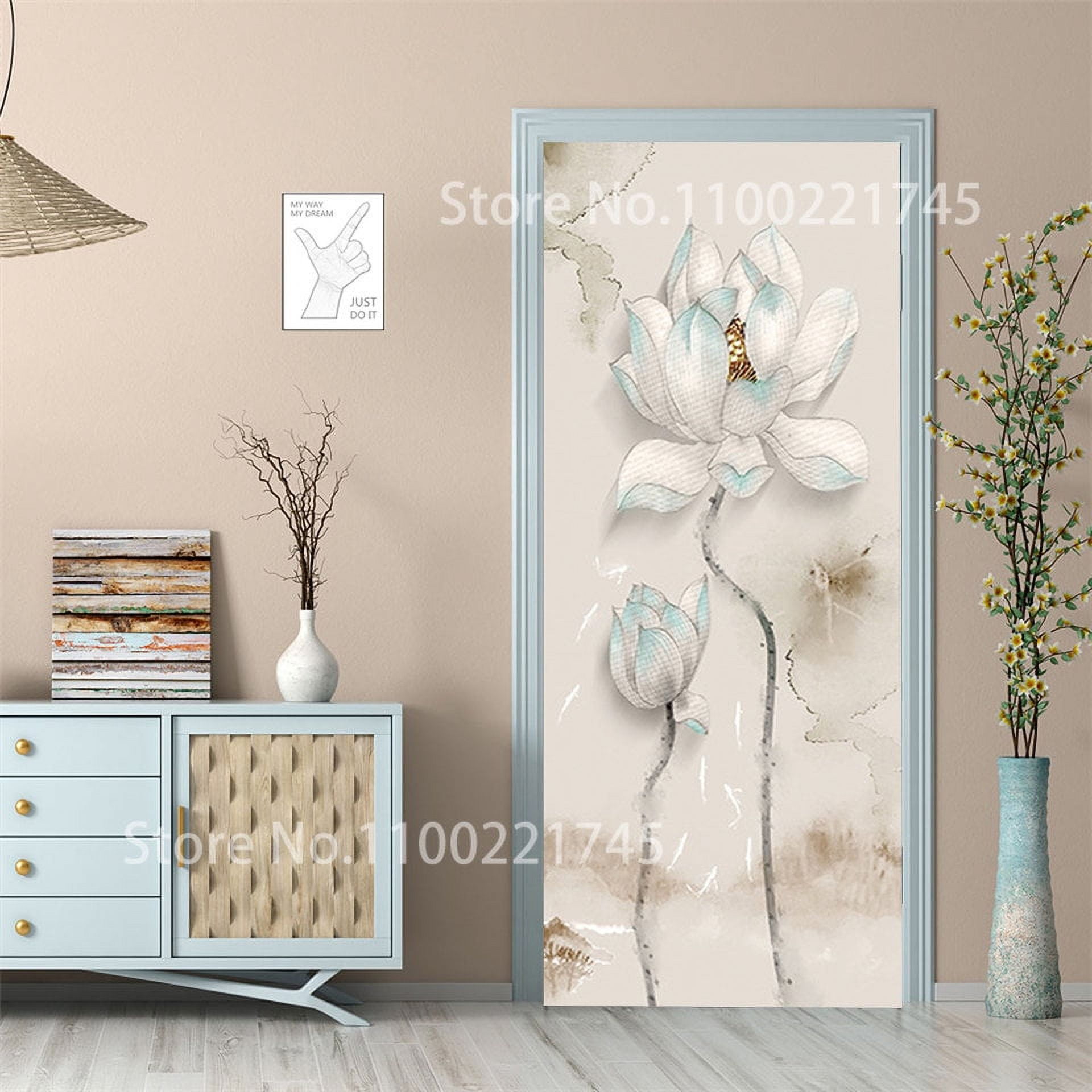 Geometric 3D Door Stickers Self Adhesive PVC Waterproof Full Door Wrap ...