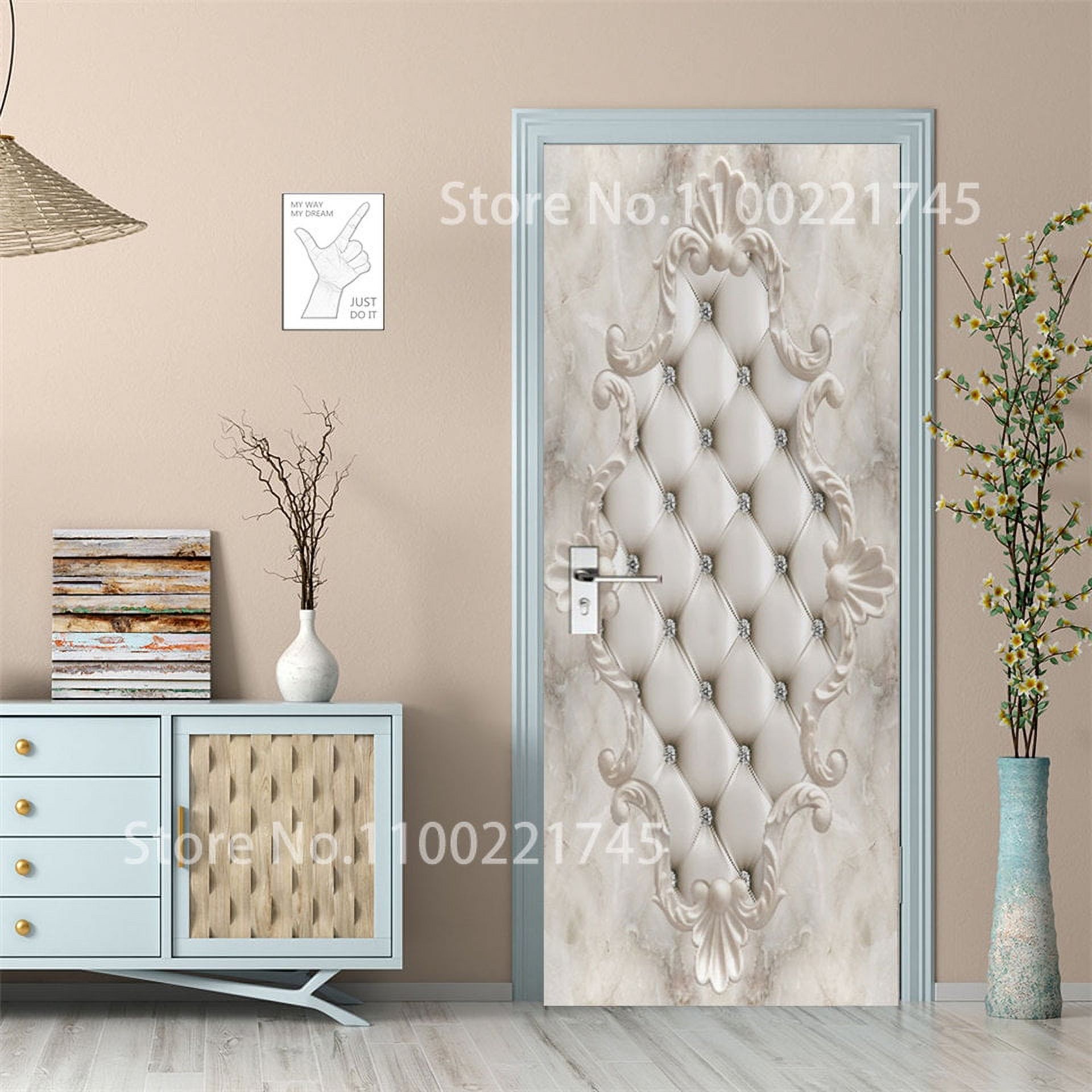 Geometric 3D Door Stickers Self Adhesive PVC Waterproof Full Door Wrap ...