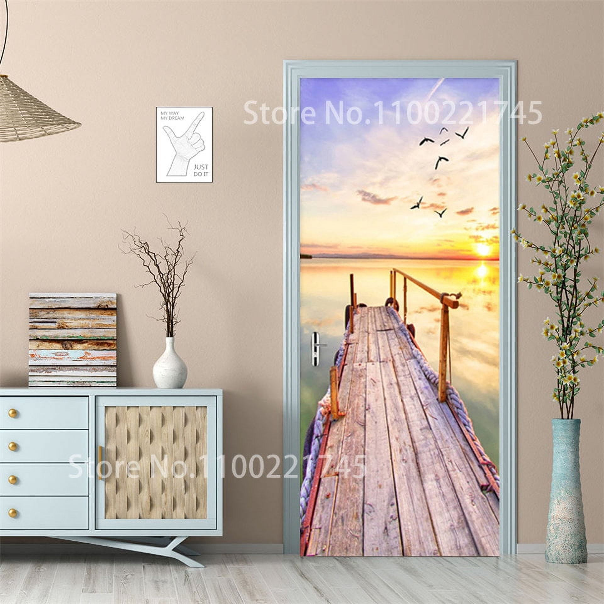 Geometric 3D Door Stickers Self Adhesive PVC Waterproof Full Door Wrap ...