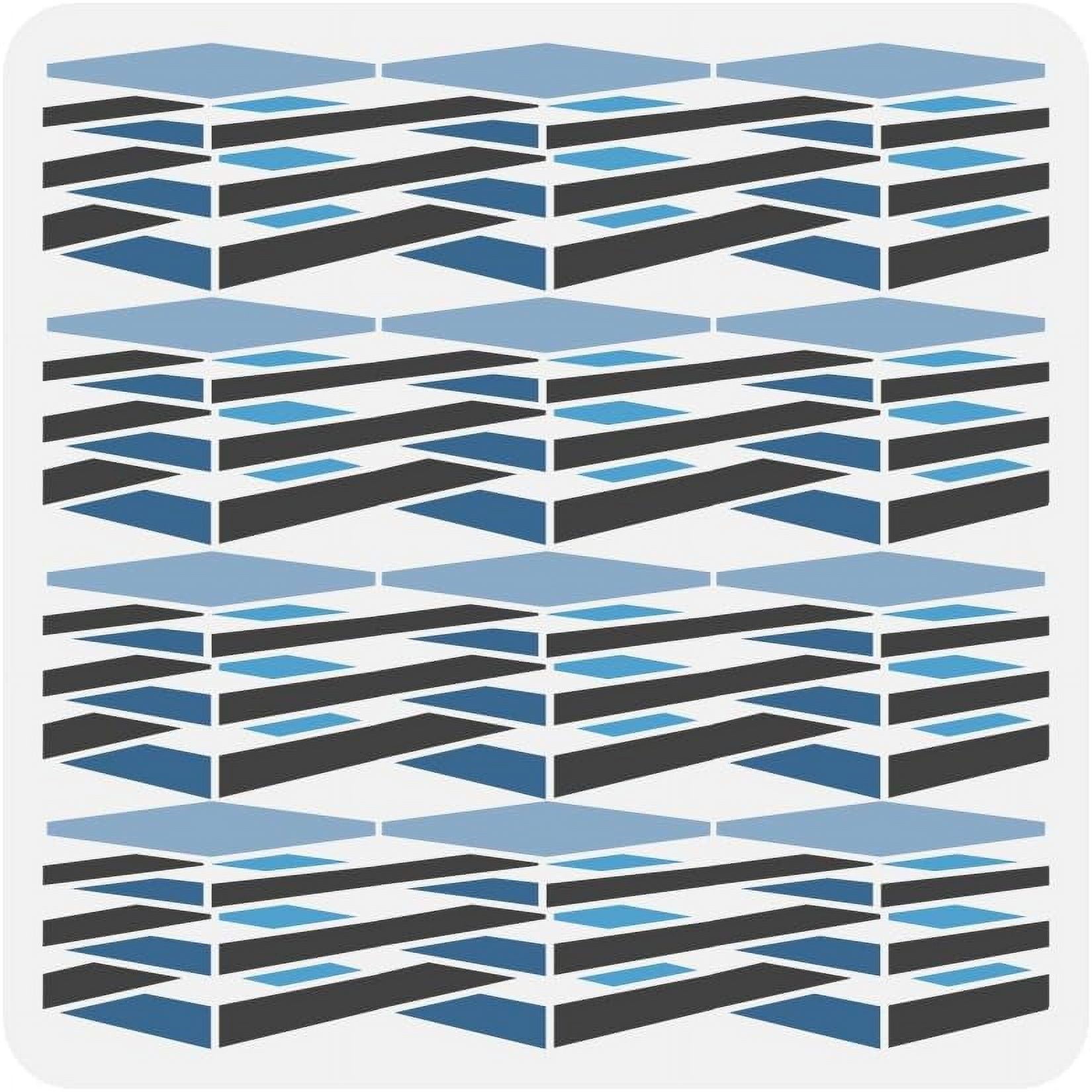 Geometric 3D Repeat Wallpaper Painting Stencil 11.8x11.8 inch Hollowed ...
