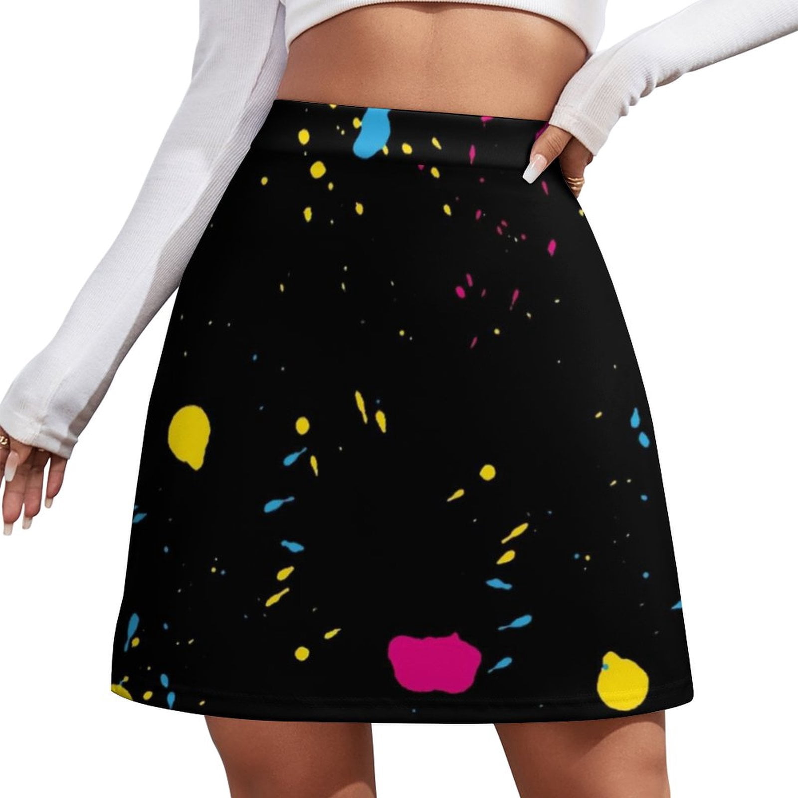 Geometric 80S A-line Skirt Vibrant Retro Style Graffiti Street Style ...
