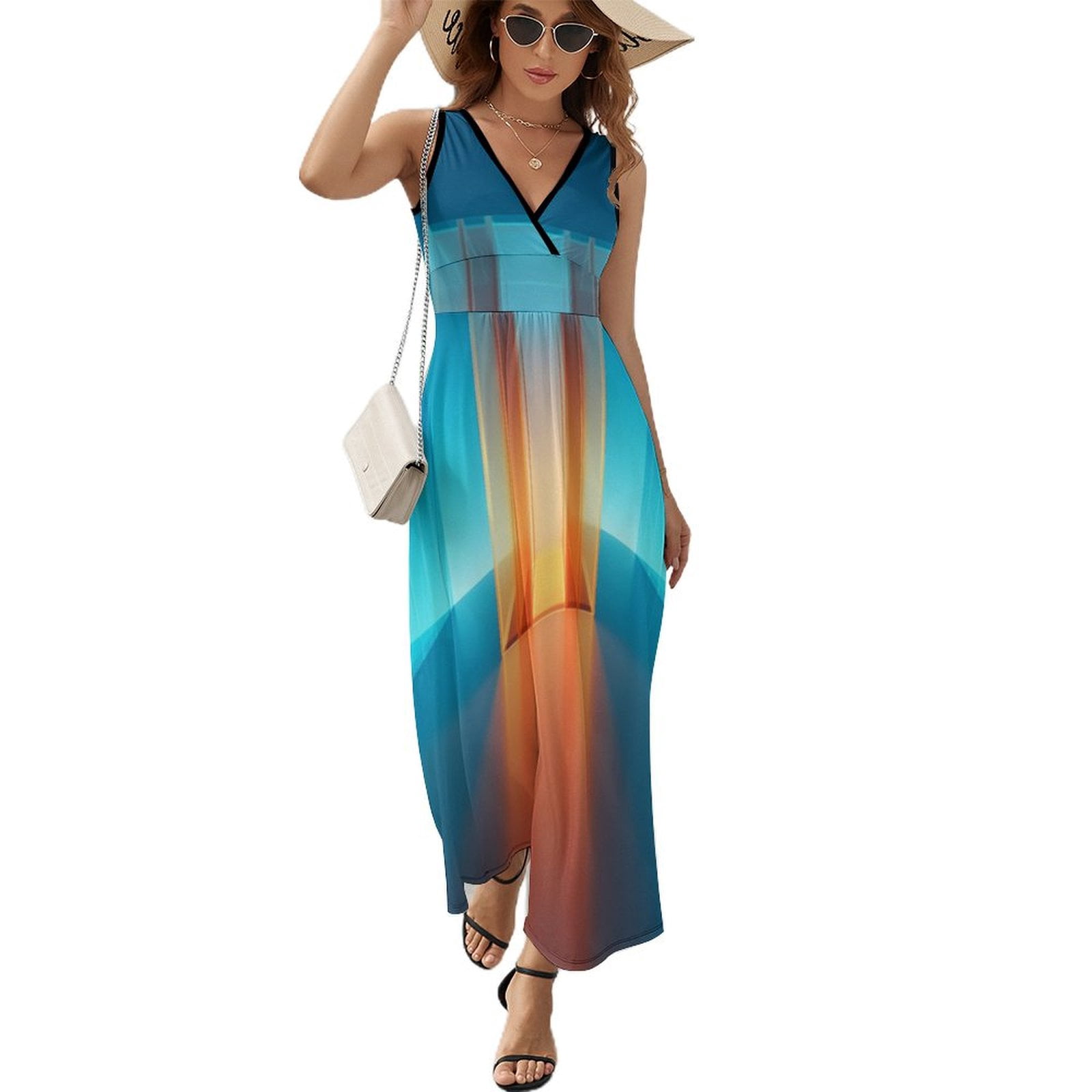 Geometric Abstract 3D Gradient Futuristic Cubes Art Sleeveless Dress ...
