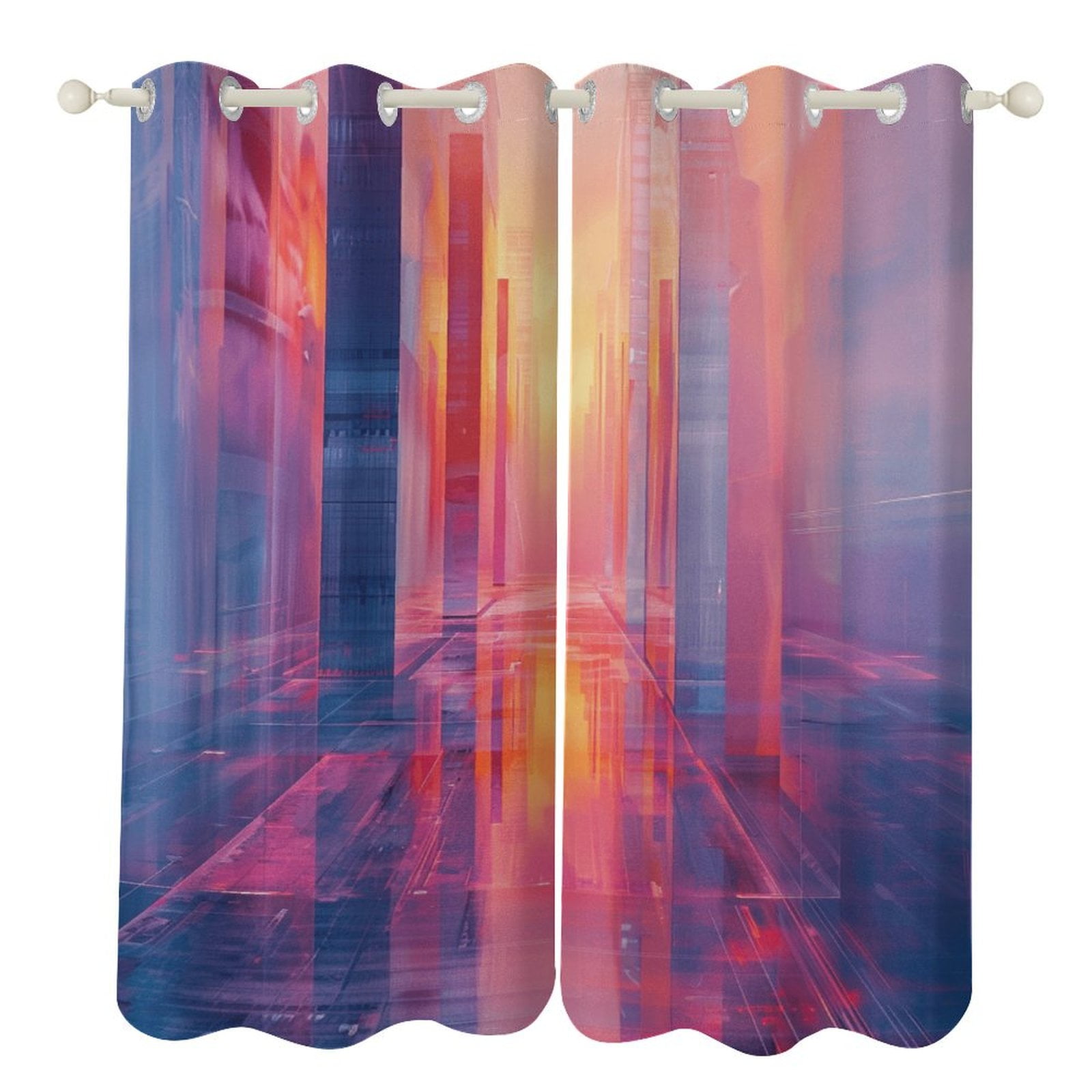 Geometric Abstract 3D Gradient Futuristic Cubes Curtains Aesthetic ...