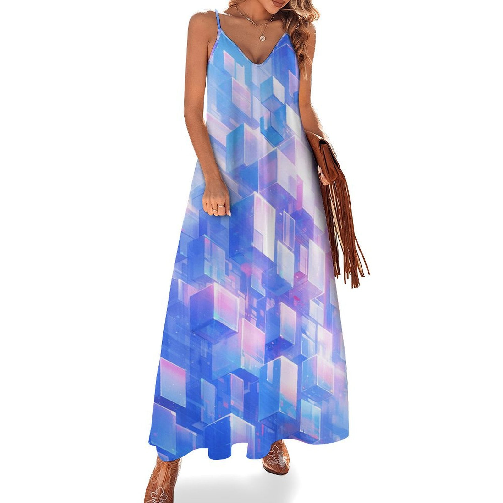 Geometric Abstract 3D Gradient Futuristic Cubes Fine Art Sleeveless ...