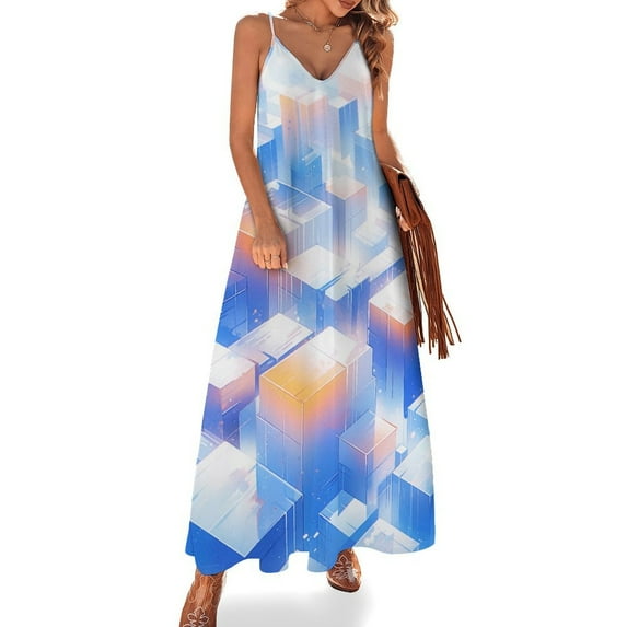 Geometric Abstract 3D Gradient Futuristic Cubes Fine Art Sleeveless ...