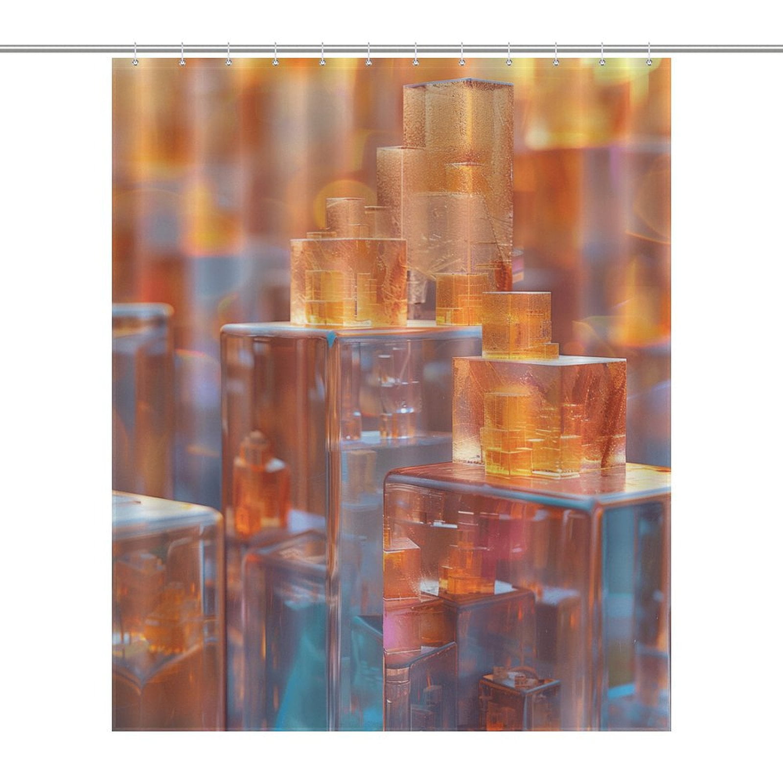 Geometric Abstract 3D Gradient Futuristic Cubes Shower Curtain Cloth ...