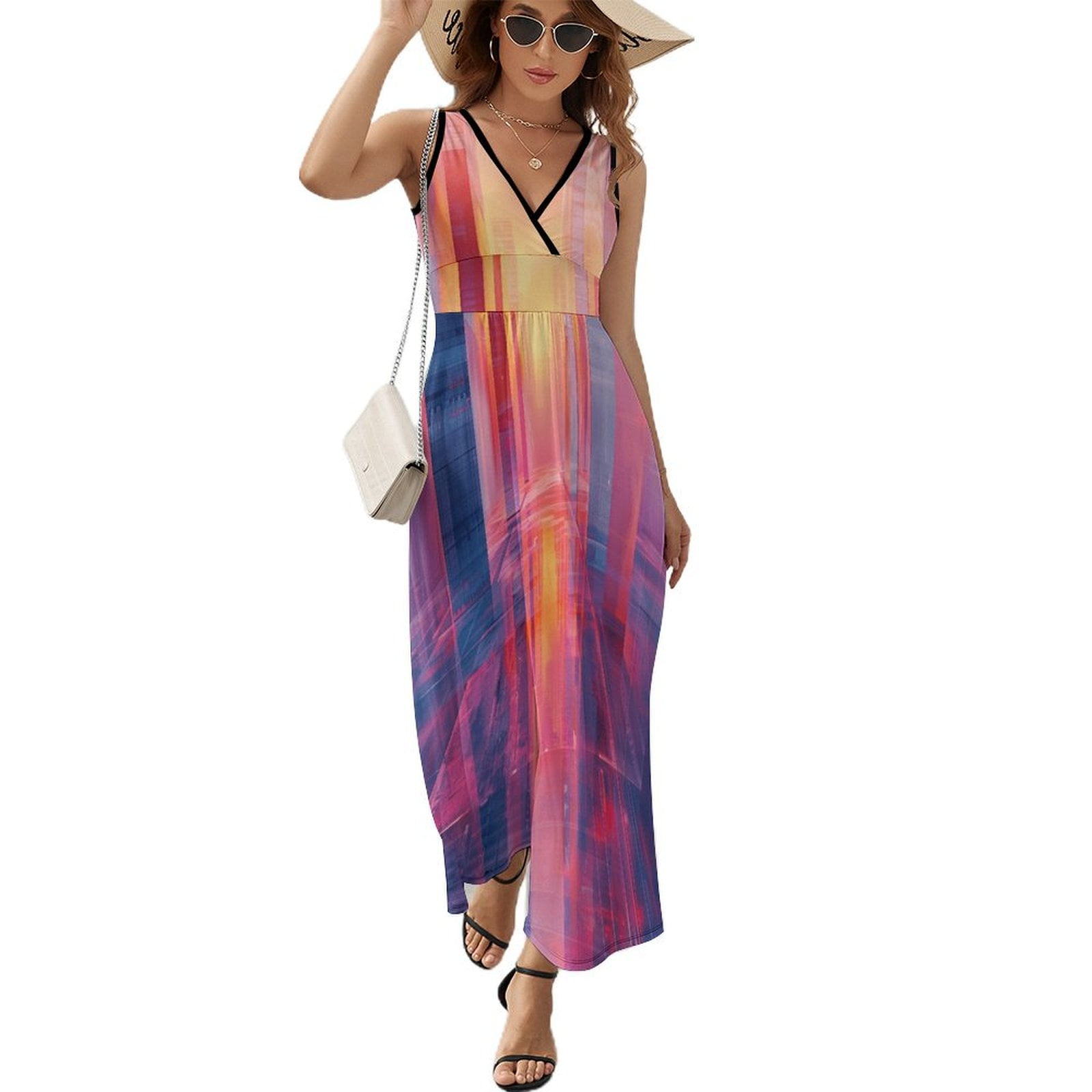 Geometric Abstract 3D Gradient Futuristic Cubes Sleeveless Dress Female ...