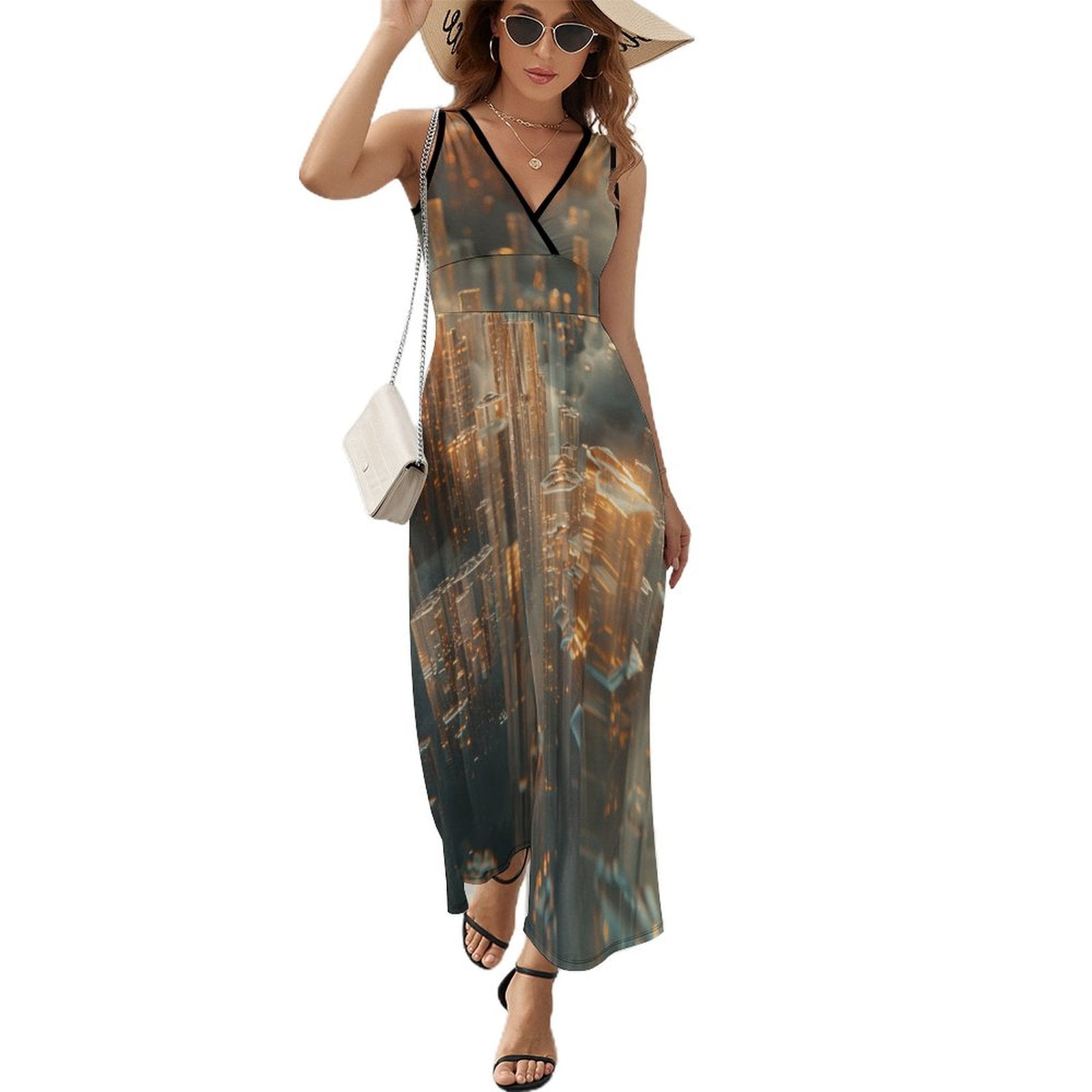 Geometric Abstract 3D Gradient Futuristic Cubes Sleeveless Dress Female ...