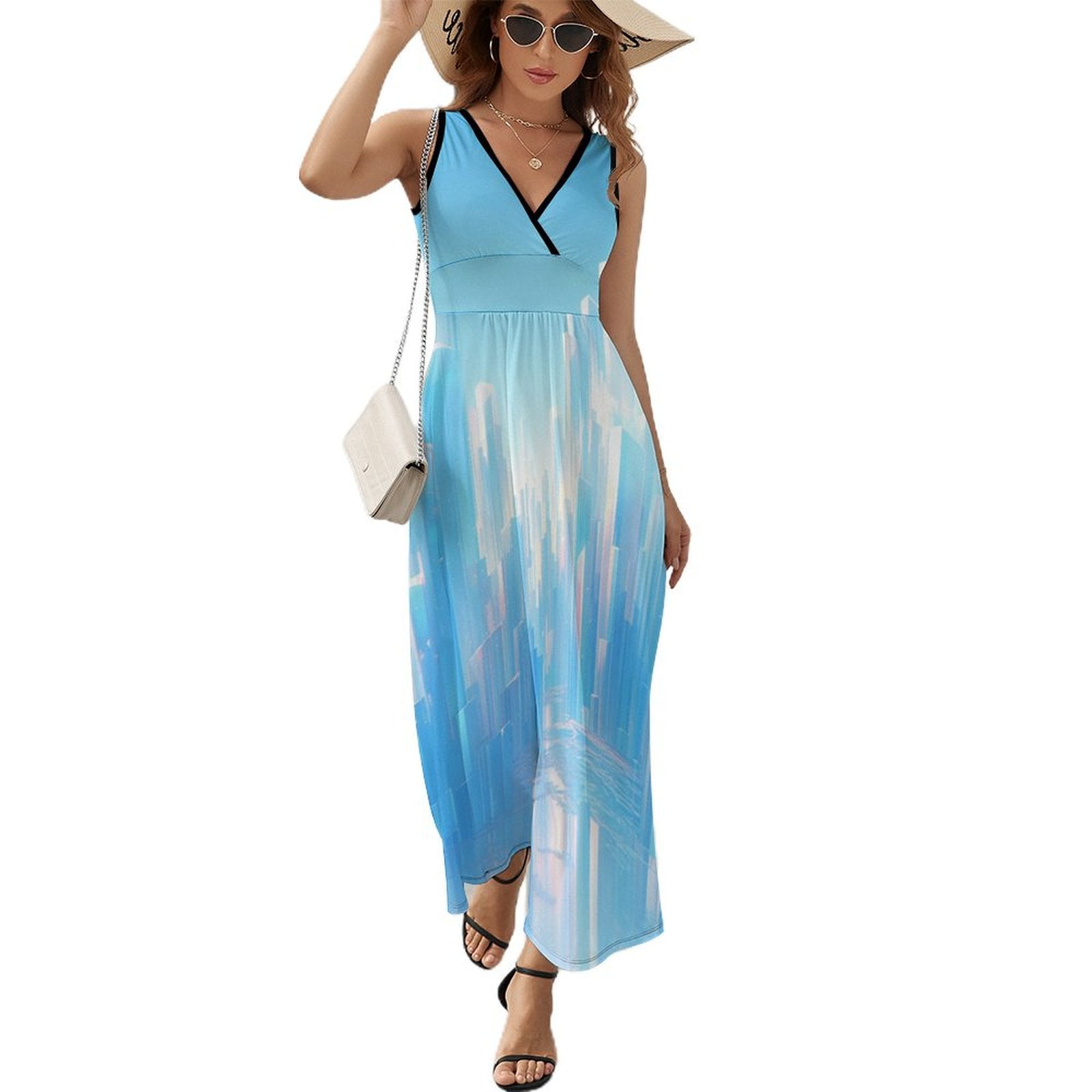 Geometric Abstract 3D Gradient Futuristic Cubes Sleeveless Dress Female ...