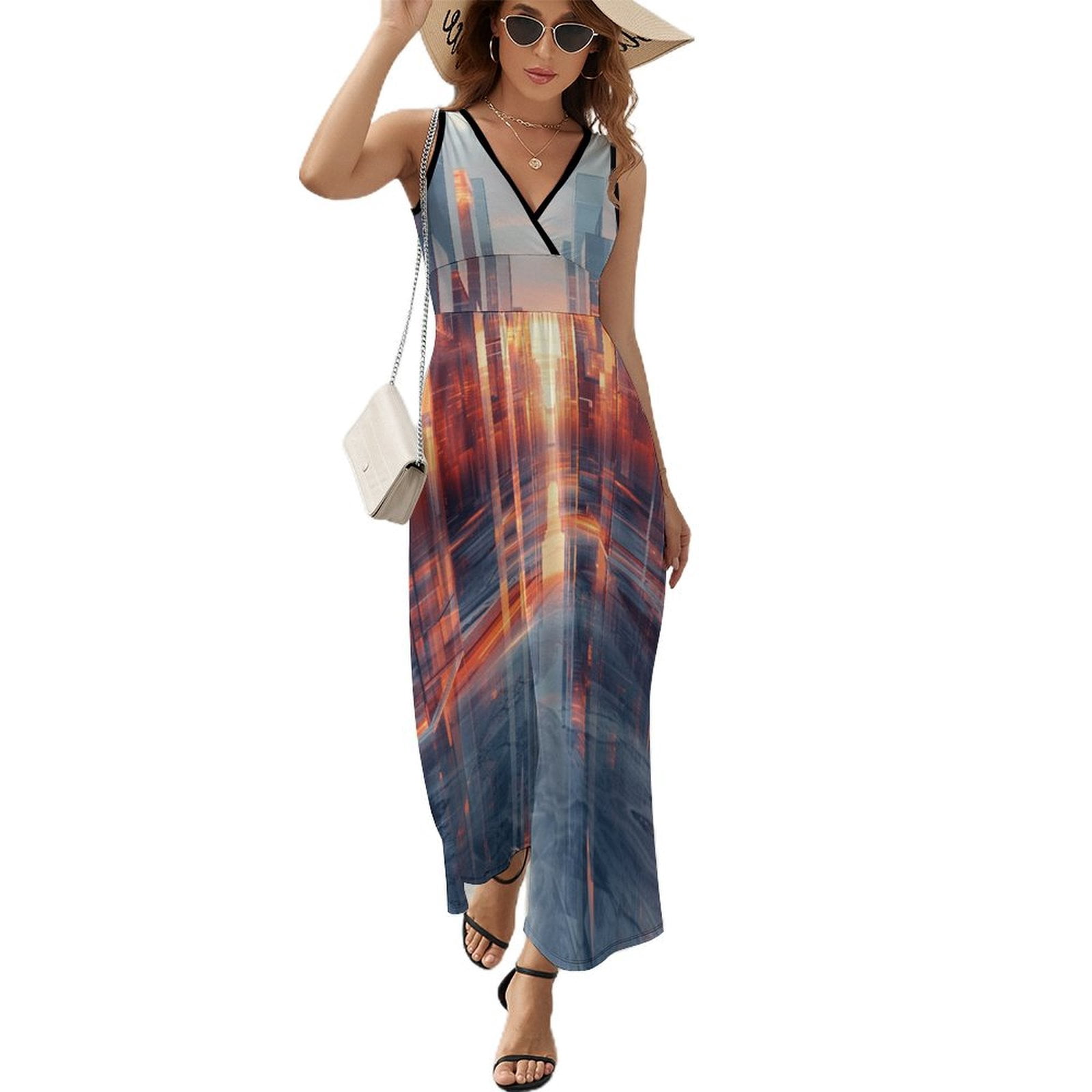 Geometric Abstract 3D Gradient Futuristic Cubes Sleeveless Dress Female ...