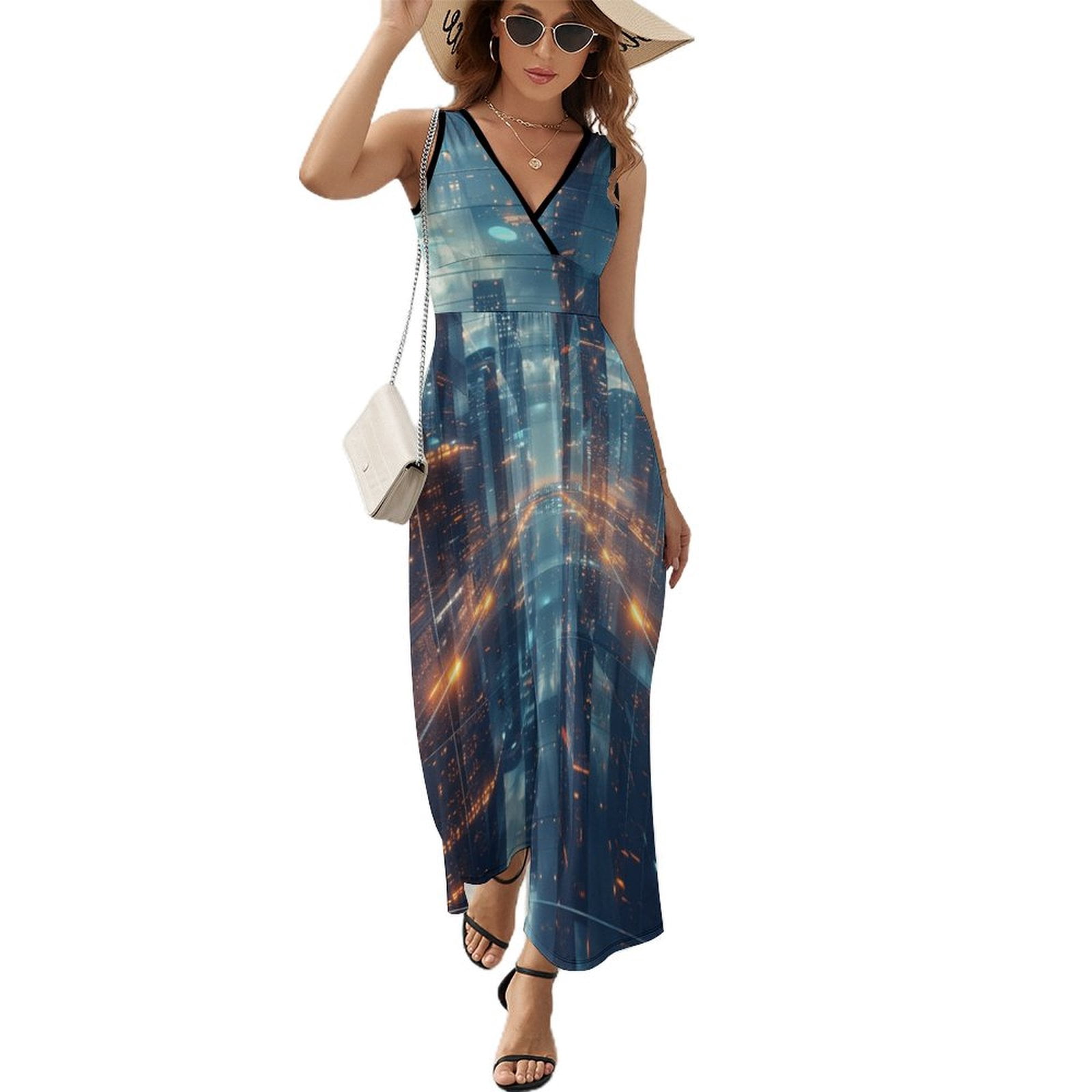 Geometric Abstract 3D Gradient Futuristic Cubes Sleeveless Dress Woman ...