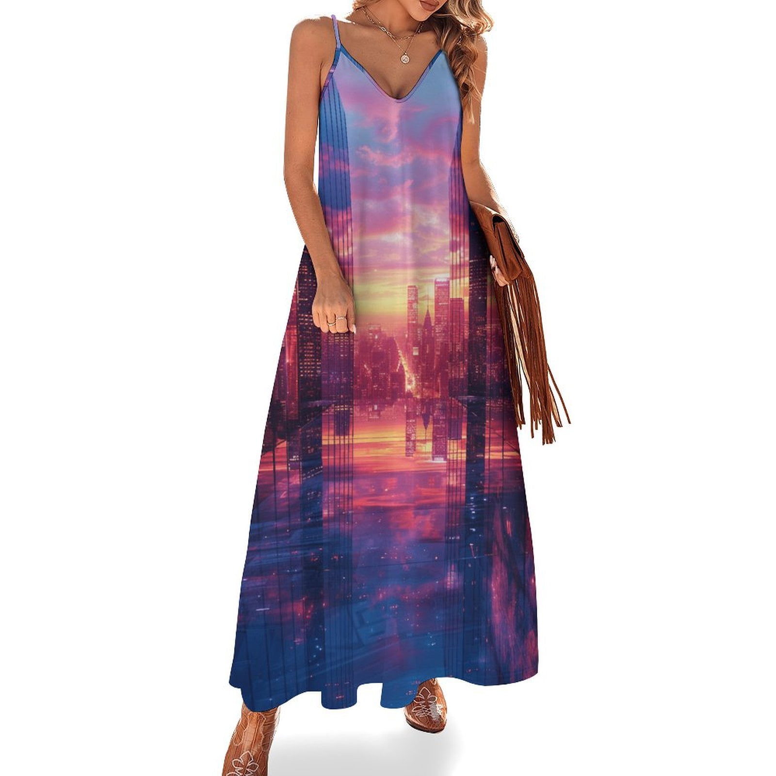 Geometric Abstract 3D Gradient Futuristic Cubes Sleeveless Dress Woman ...