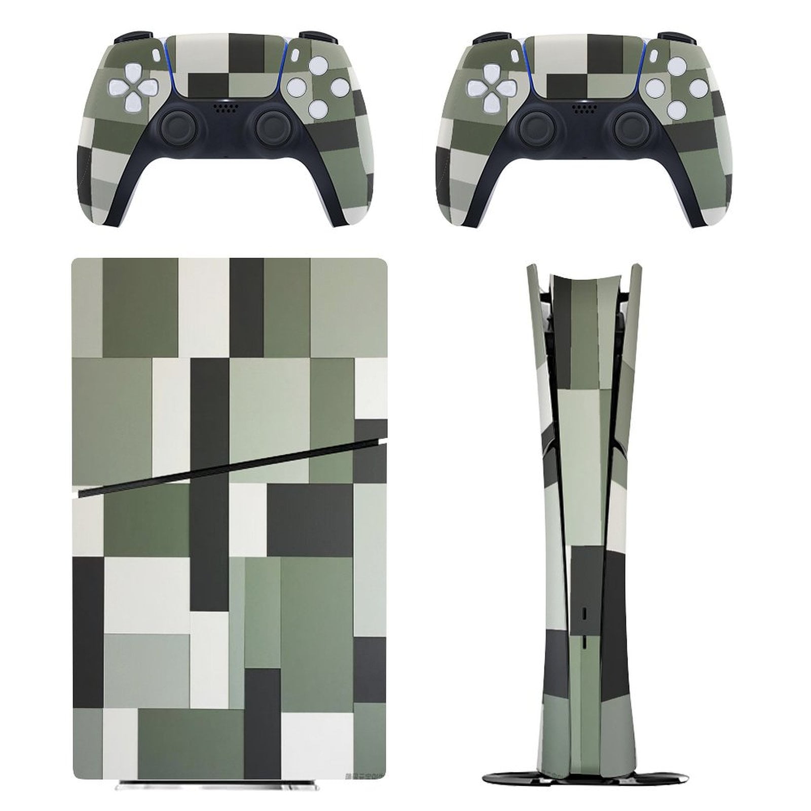 Geometric Abstract Art Black Green Grey PS5/PS5 Slim Digital Disc Skin ...