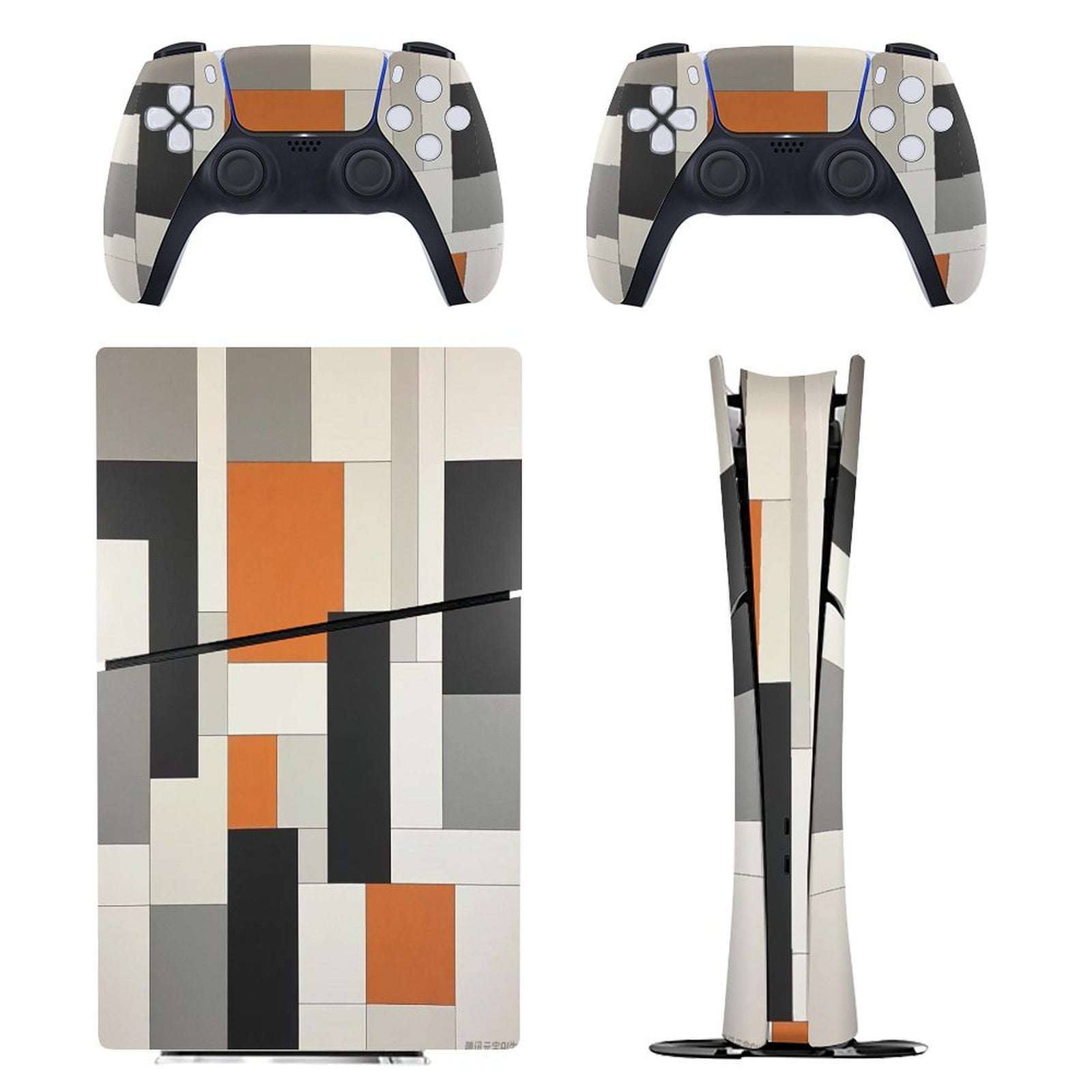 Geometric Abstract Art Black Orange Grey PS5/PS5 Slim Digital Disc Skin ...