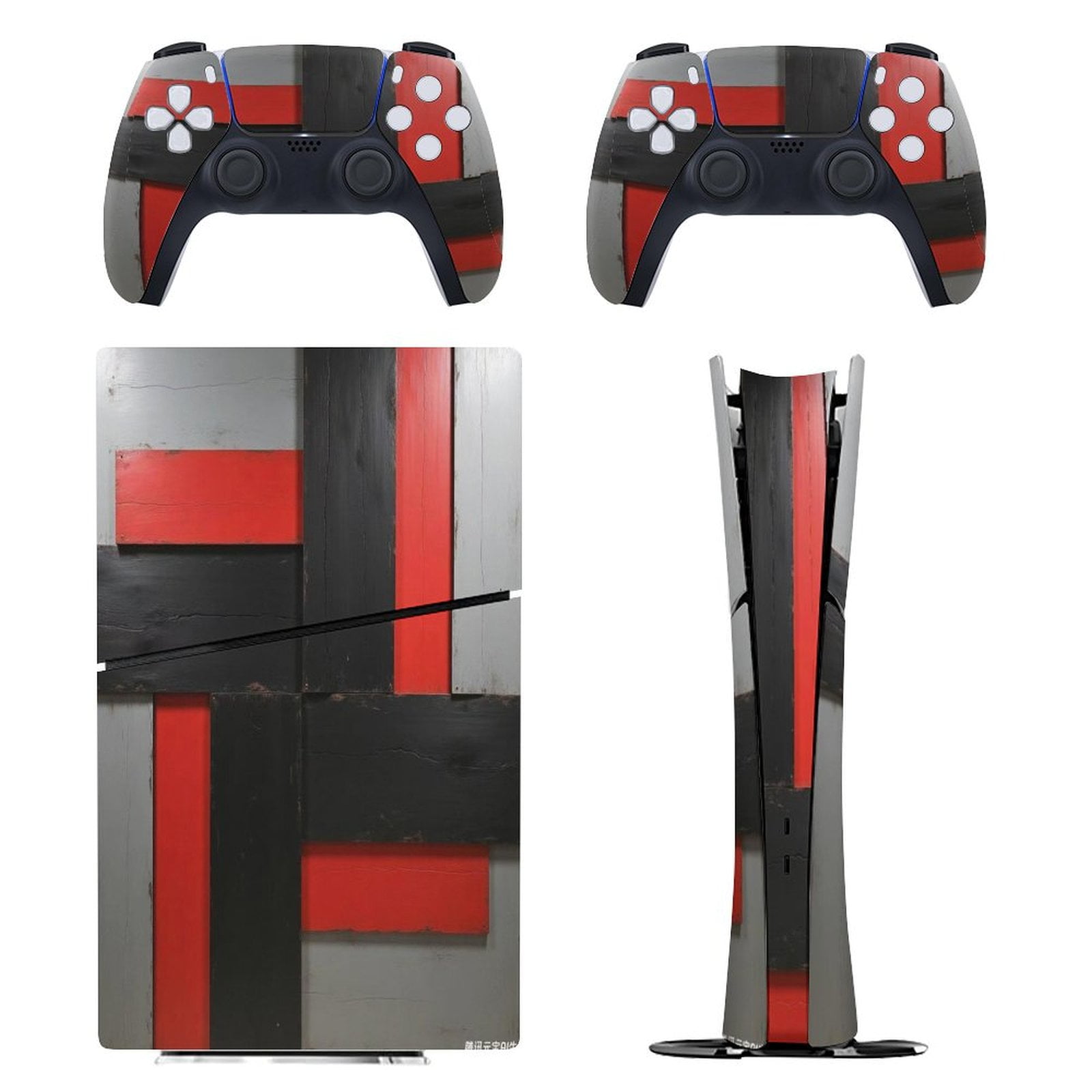 Geometric Abstract Art Black Red Grey PS5/PS5 Slim Digital Disc Skin ...