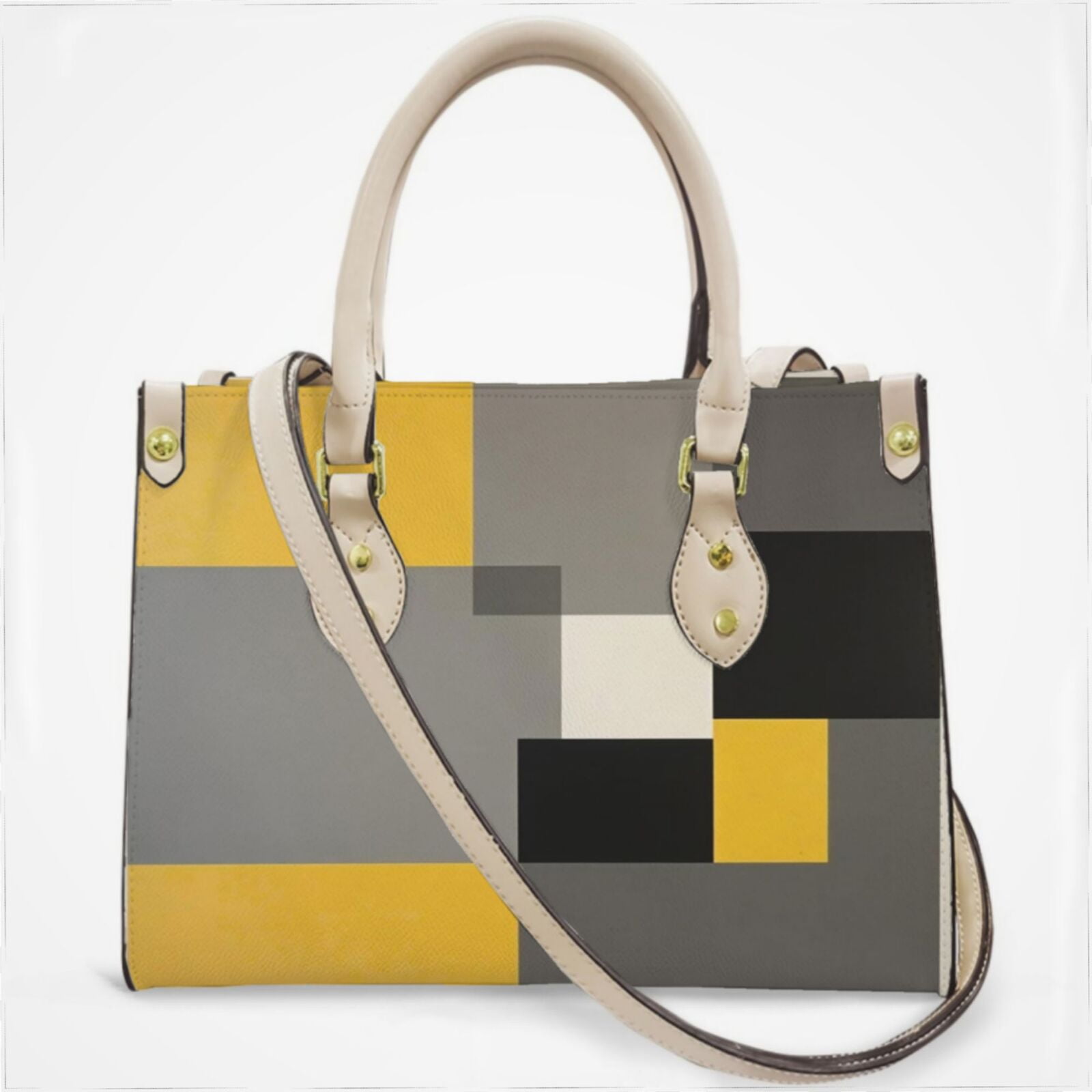 Geometric Abstract Art Black Yellow Grey Cross Body Bags For Women ...