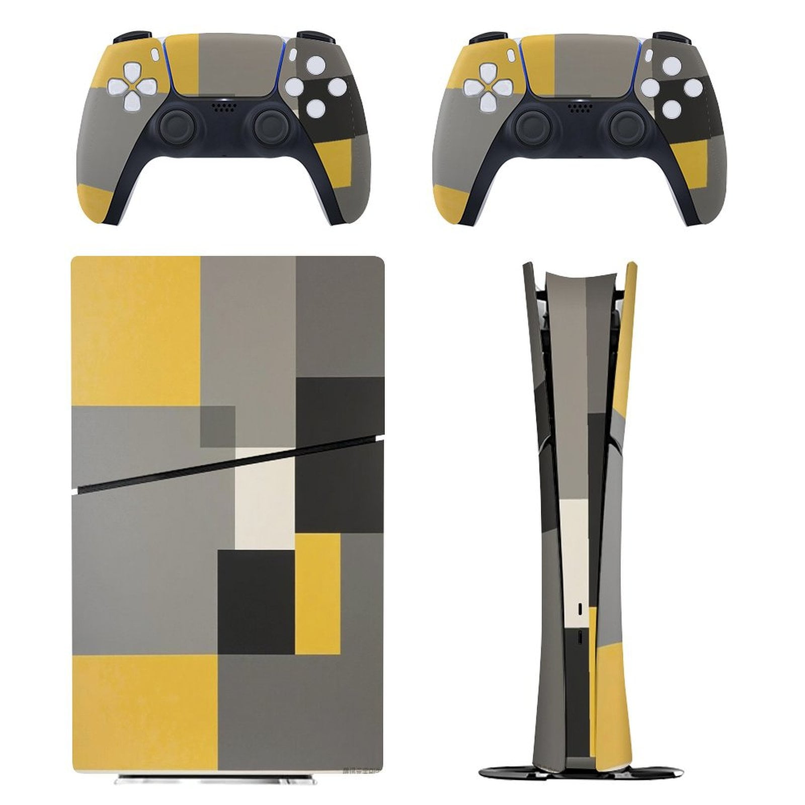 Geometric Abstract Art Black Yellow Grey PS5/PS5 Slim Digital Disc Skin ...