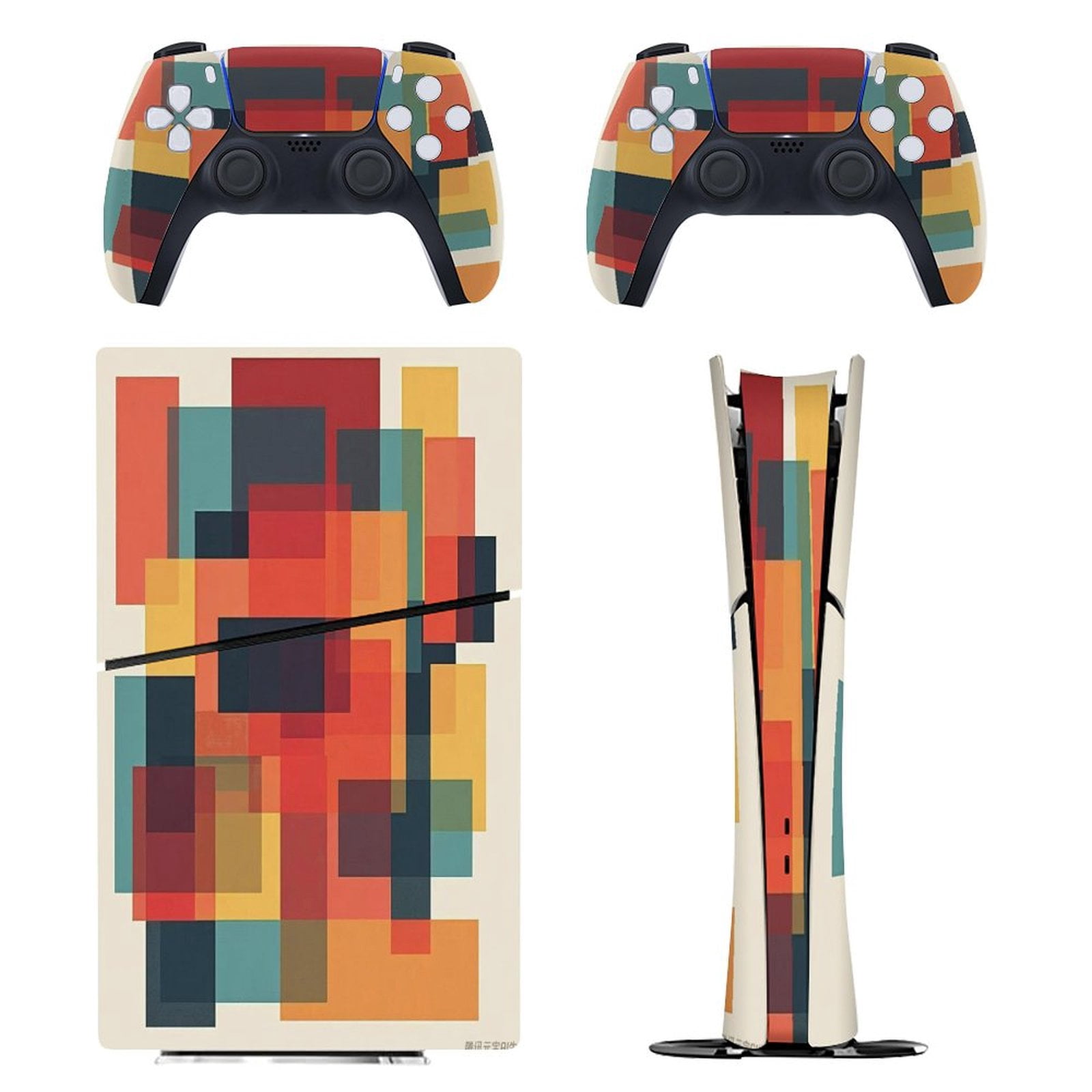 Geometric Abstract Art Colorful Squares PS5/PS5 Slim Digital Disc Skin ...