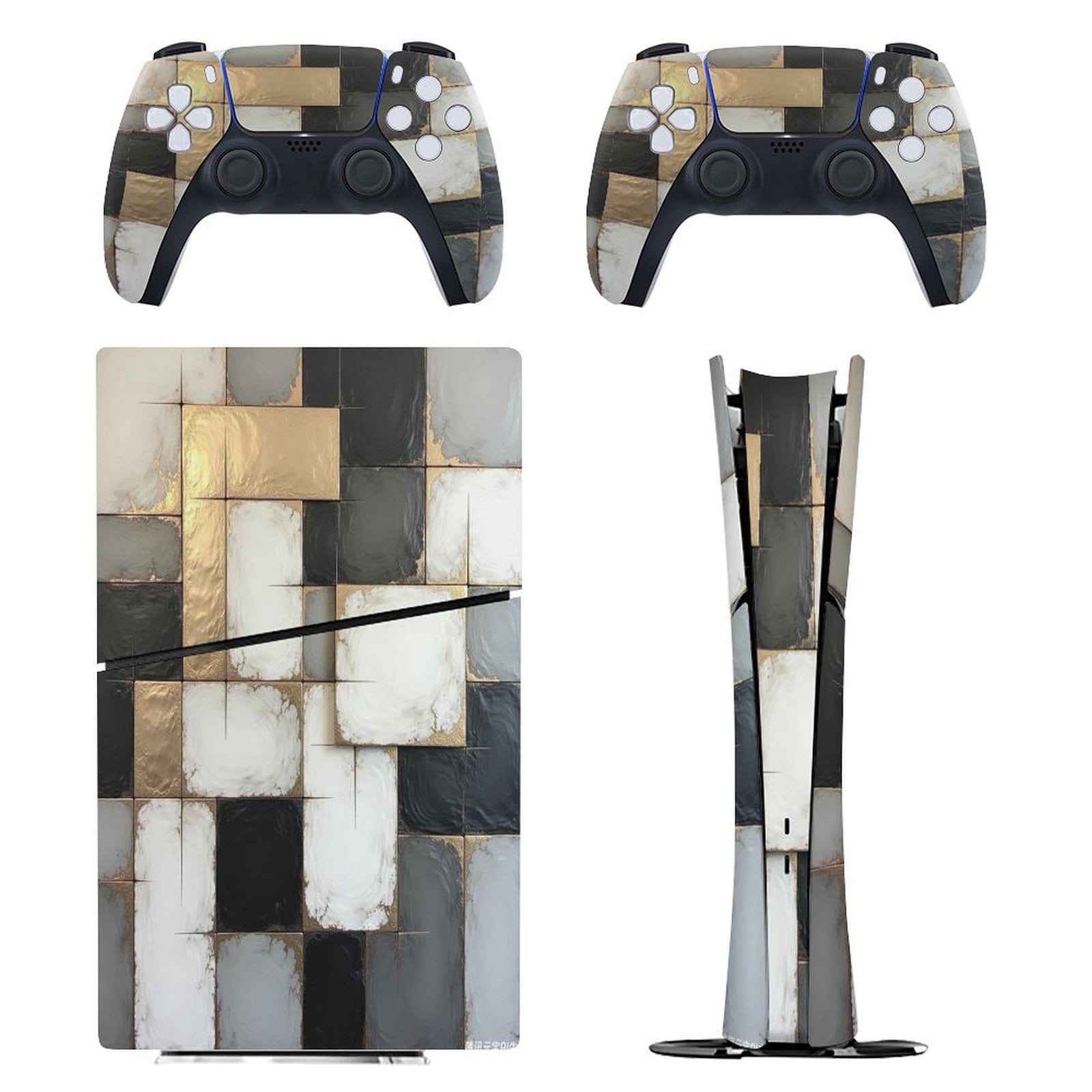 Geometric Abstract Art Gray Black Gold Retro PS5/PS5 Slim Digital Disc ...