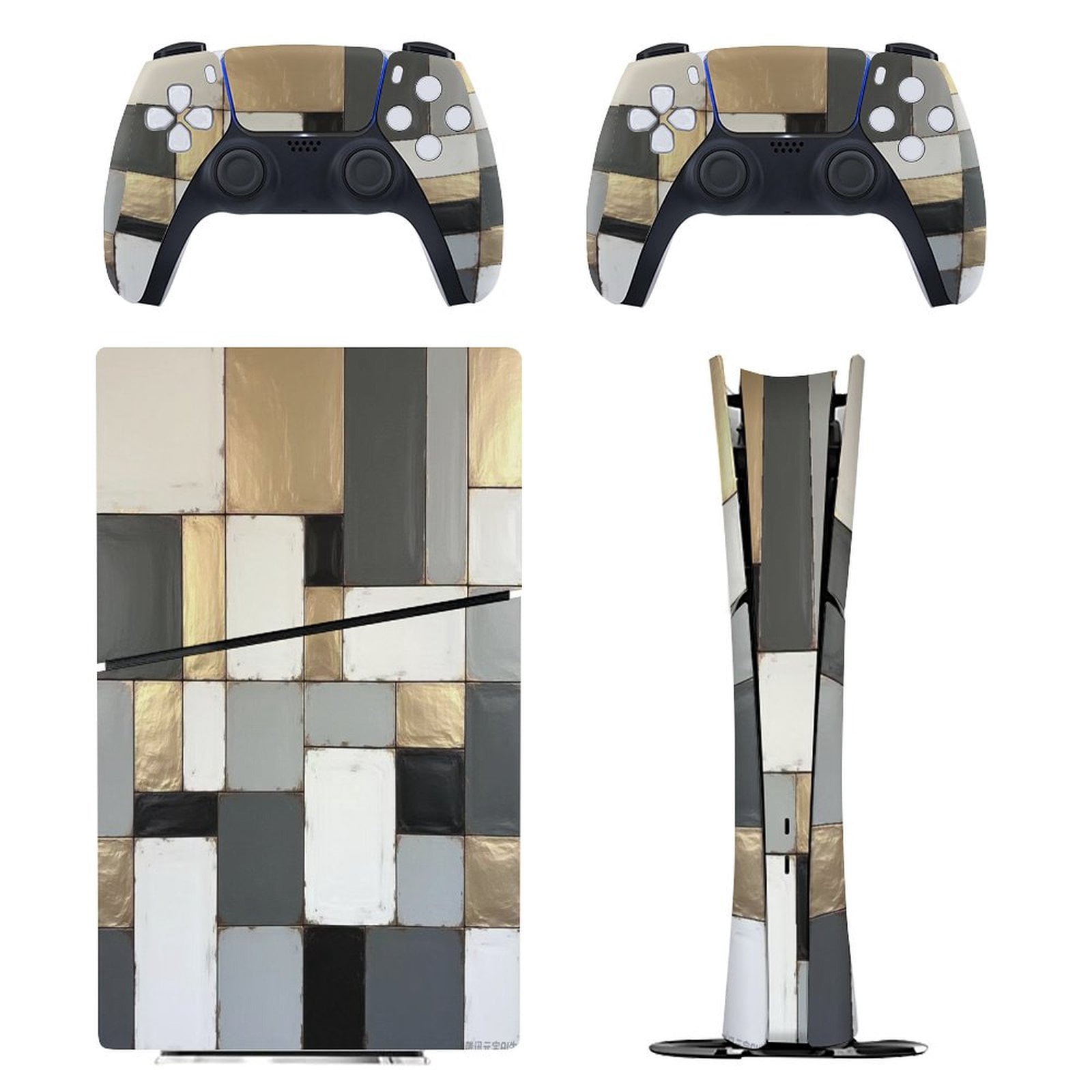 Geometric Abstract Art Gray Black Gold Vinatge PS5/PS5 Slim Digital ...