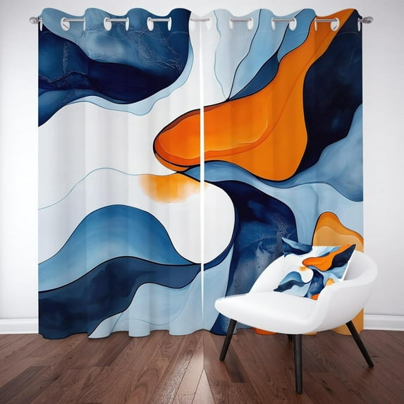 Geometric Abstract Art Grommet Curtains Window Treatment, Contemporary ...