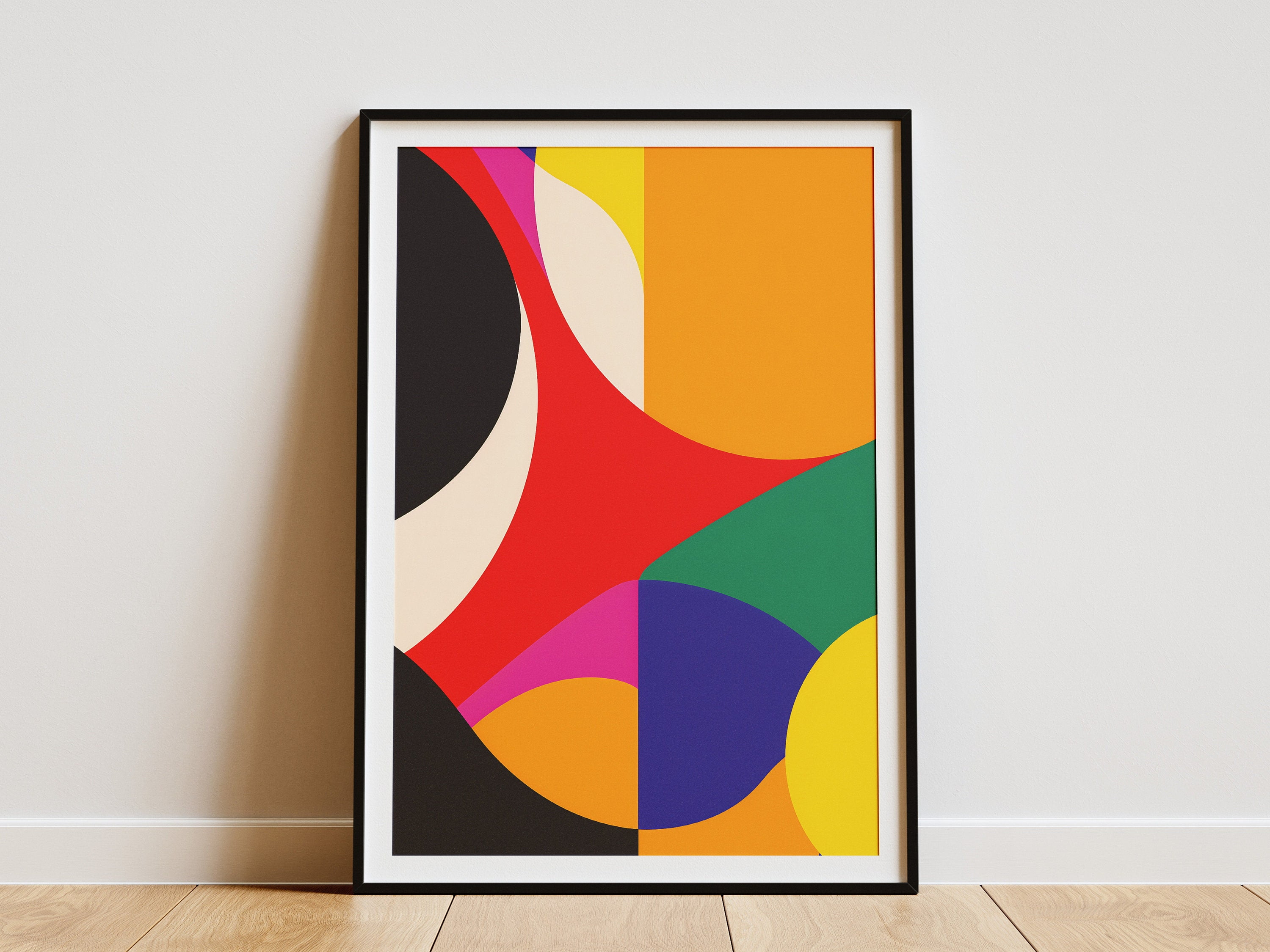 Geometric Abstract Art Print Mid Century Modern Wall Decor Minimalist ...