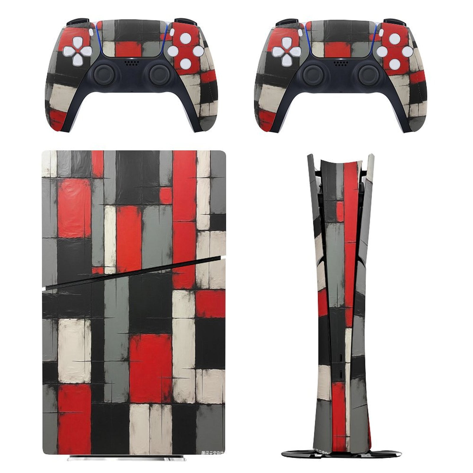 Geometric Abstract Art Red Black Grey Red PS5/PS5 Slim Digital Disc ...