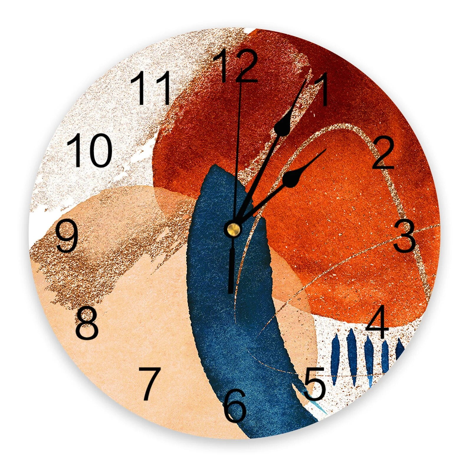 Geometric Abstract Art Wall Clock Large Modern Kitchen Dinning Round ...