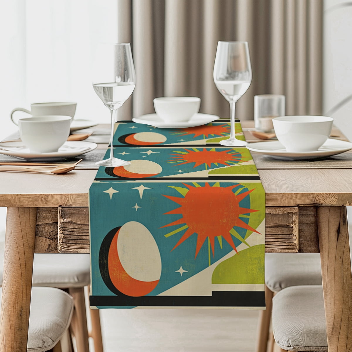 Geometric Abstract Color Block Sun Table Runners Kitchen Table ration ...
