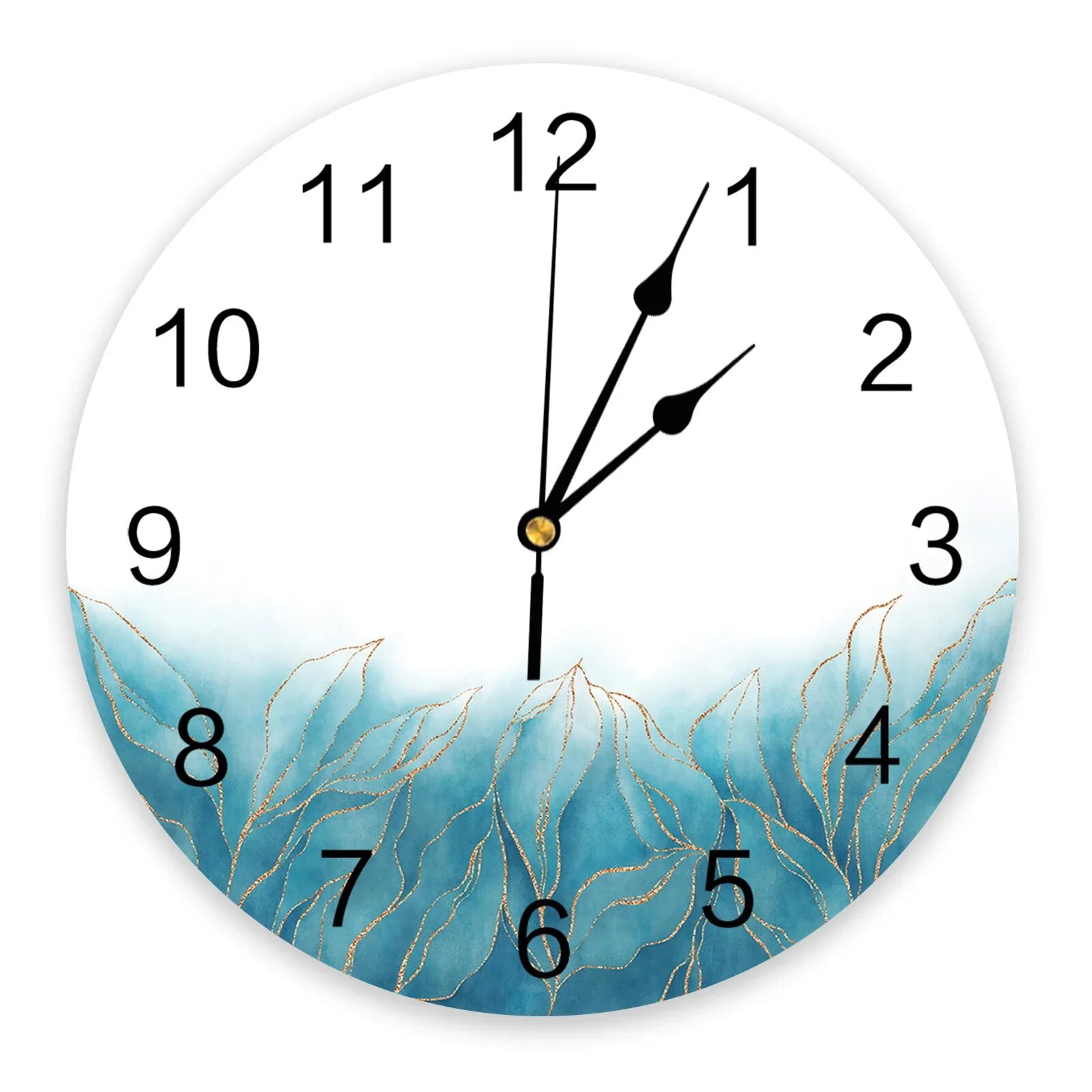 Geometric Abstract Gradient Leaves Teal Large Wall Clock Dinning ...