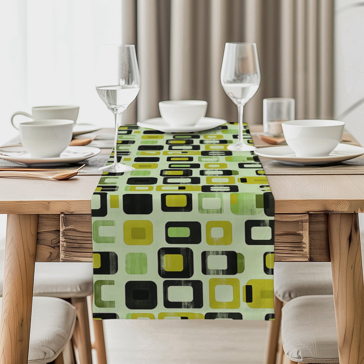 Geometric Abstract Graffiti Color Blocks Table Runner Home Wedding ...