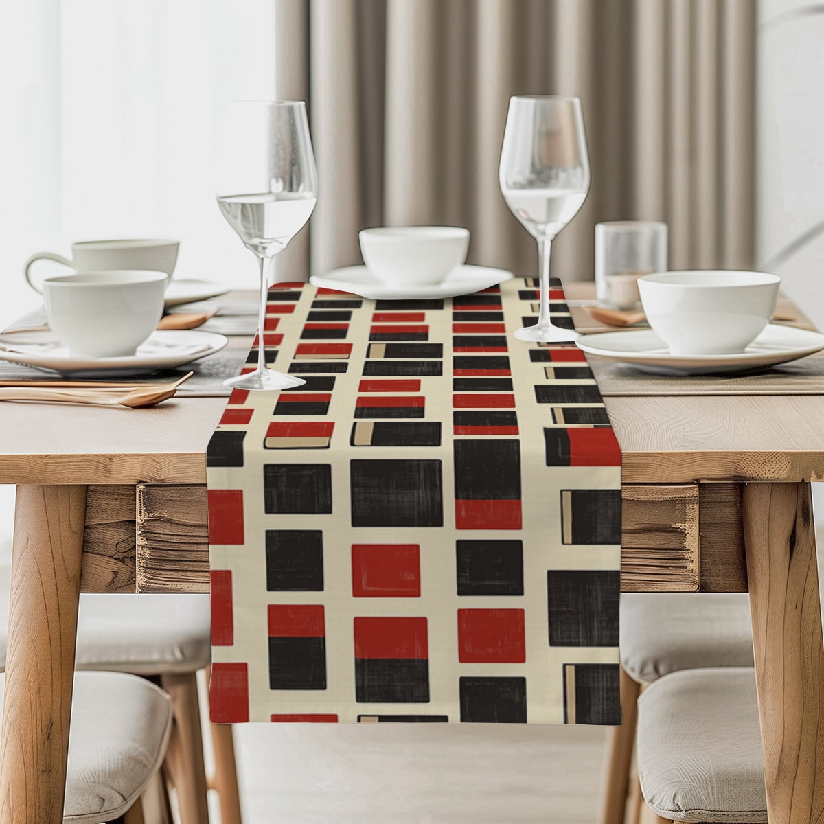 Geometric Abstract Graffiti Color Blocks Table Runner Home Wedding ...