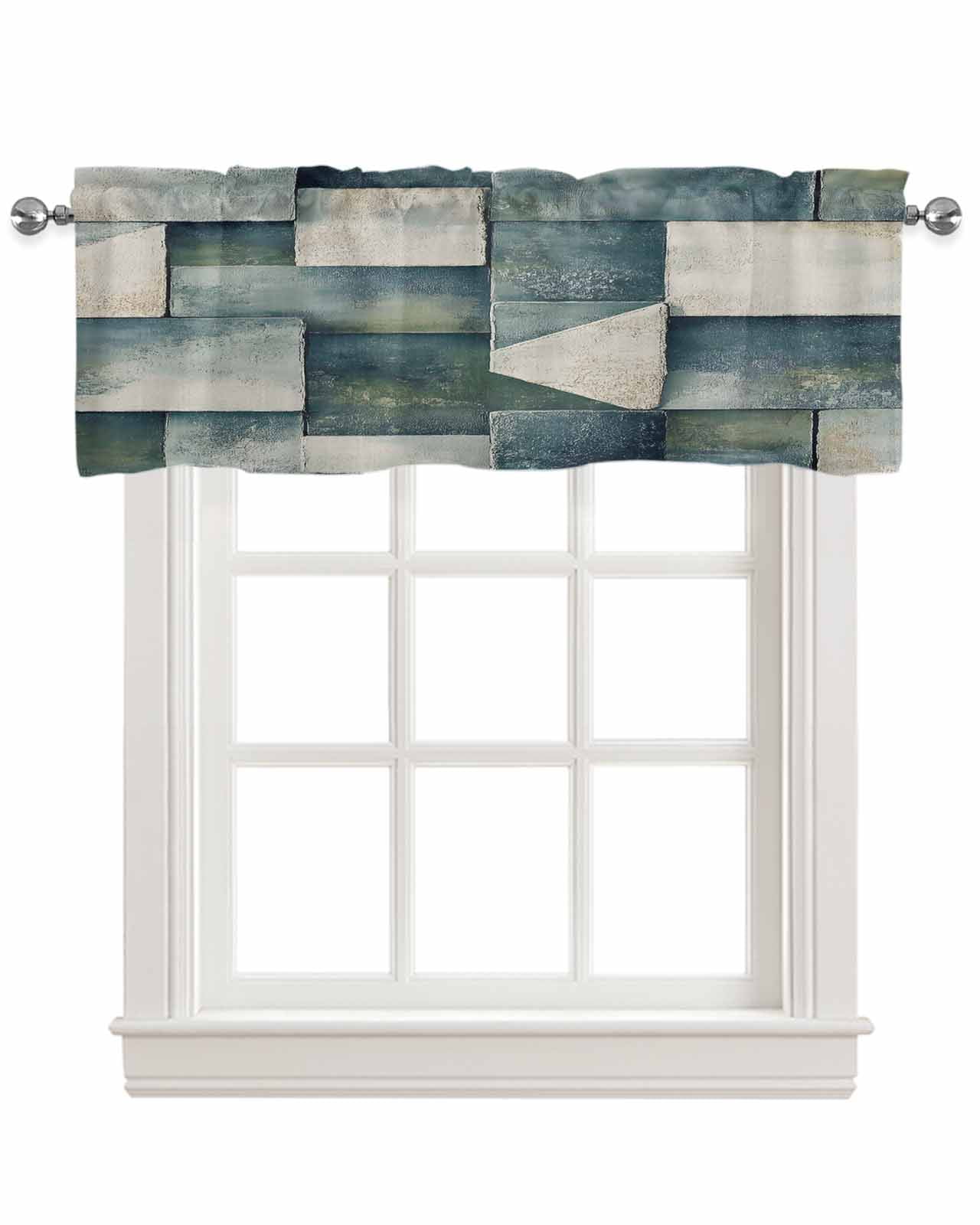 Geometric Abstract Modern Kitchen Valances for Windows Farmhouse Linen ...