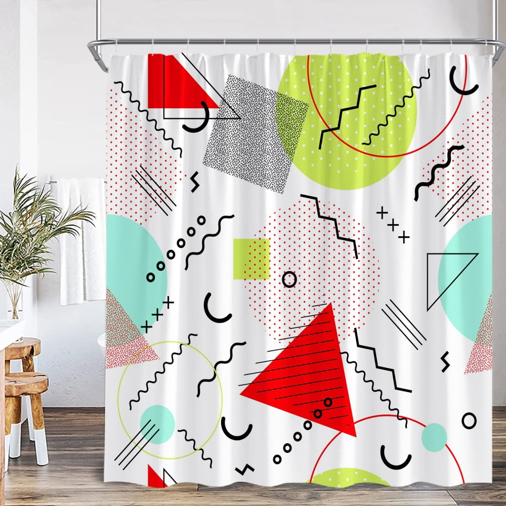 Geometric Abstract Shower Curtains Square Wave Line Triangle Circle ...