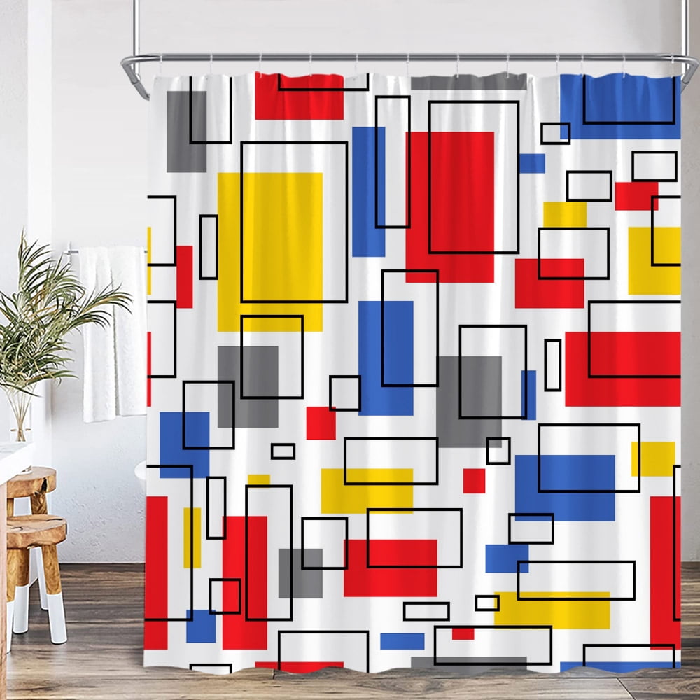 Geometric Abstract Shower Curtains Square Wave Line Triangle Circle ...
