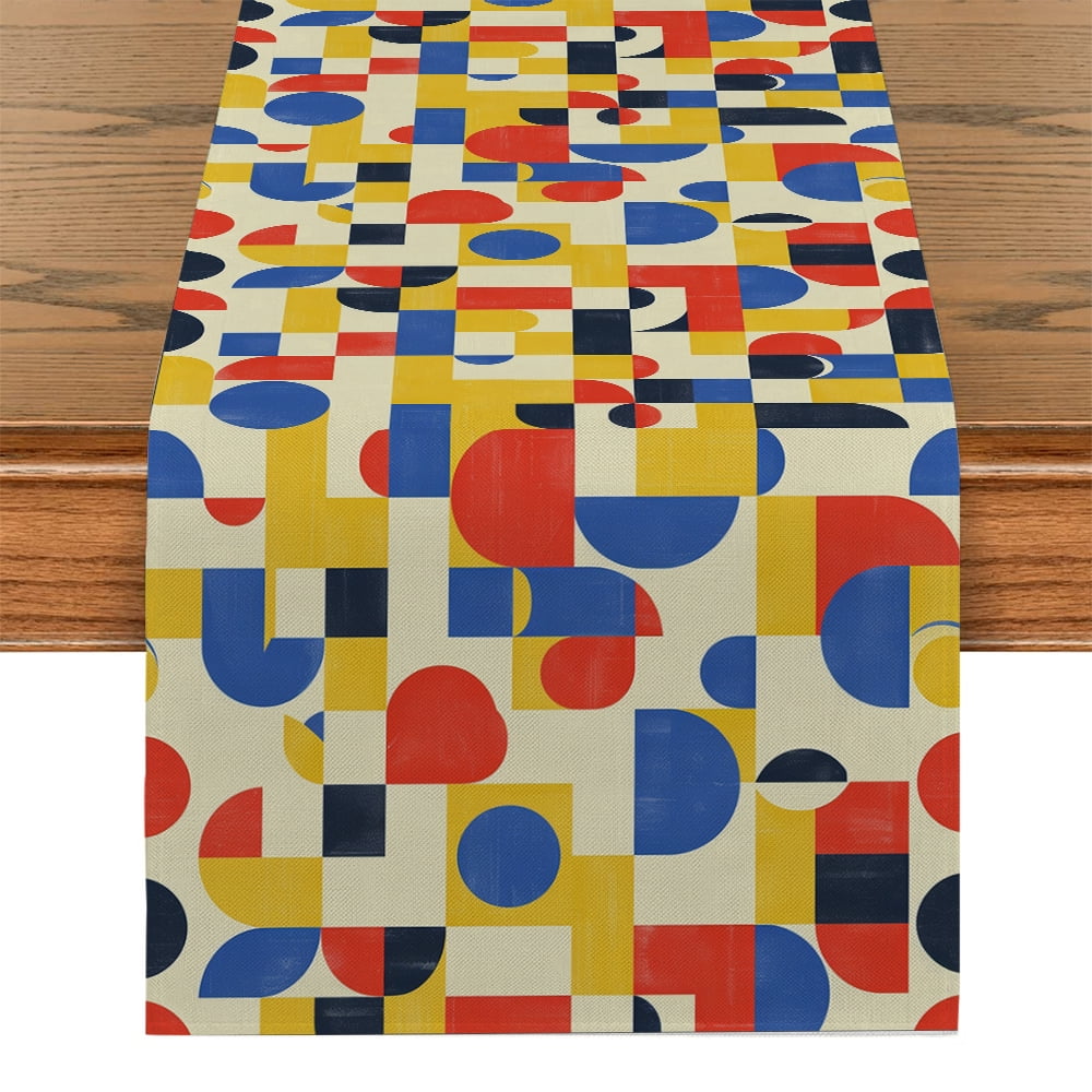 Geometric Abstraction Table Runner Dining Table Cloth r for Kitchen ...
