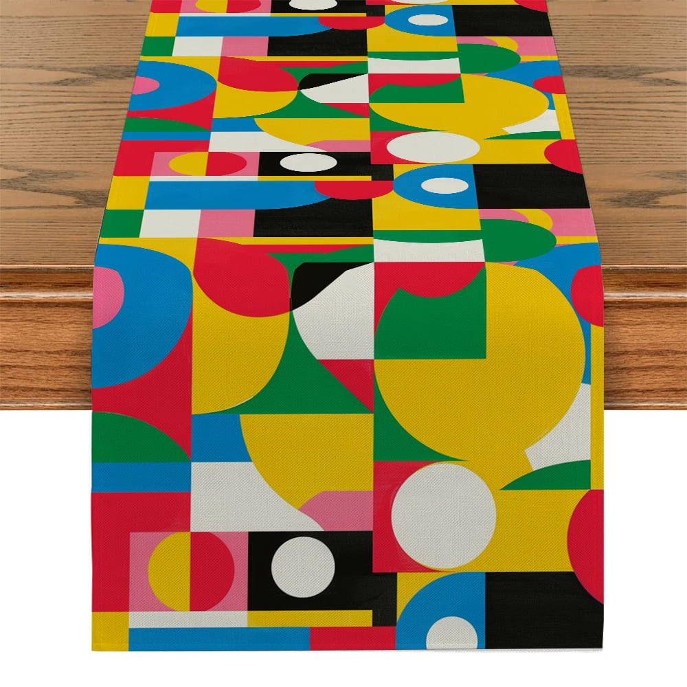Geometric Abstraction Table Runner Dining Table Cloth r for Kitchen ...