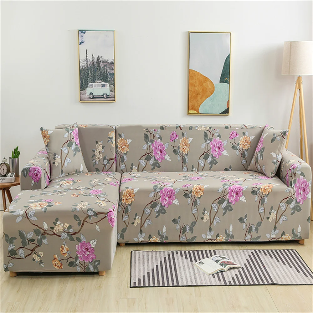 Geometric Adjustable Elastic Sofa Cover Plant Elastic Adjustable Sofa ...