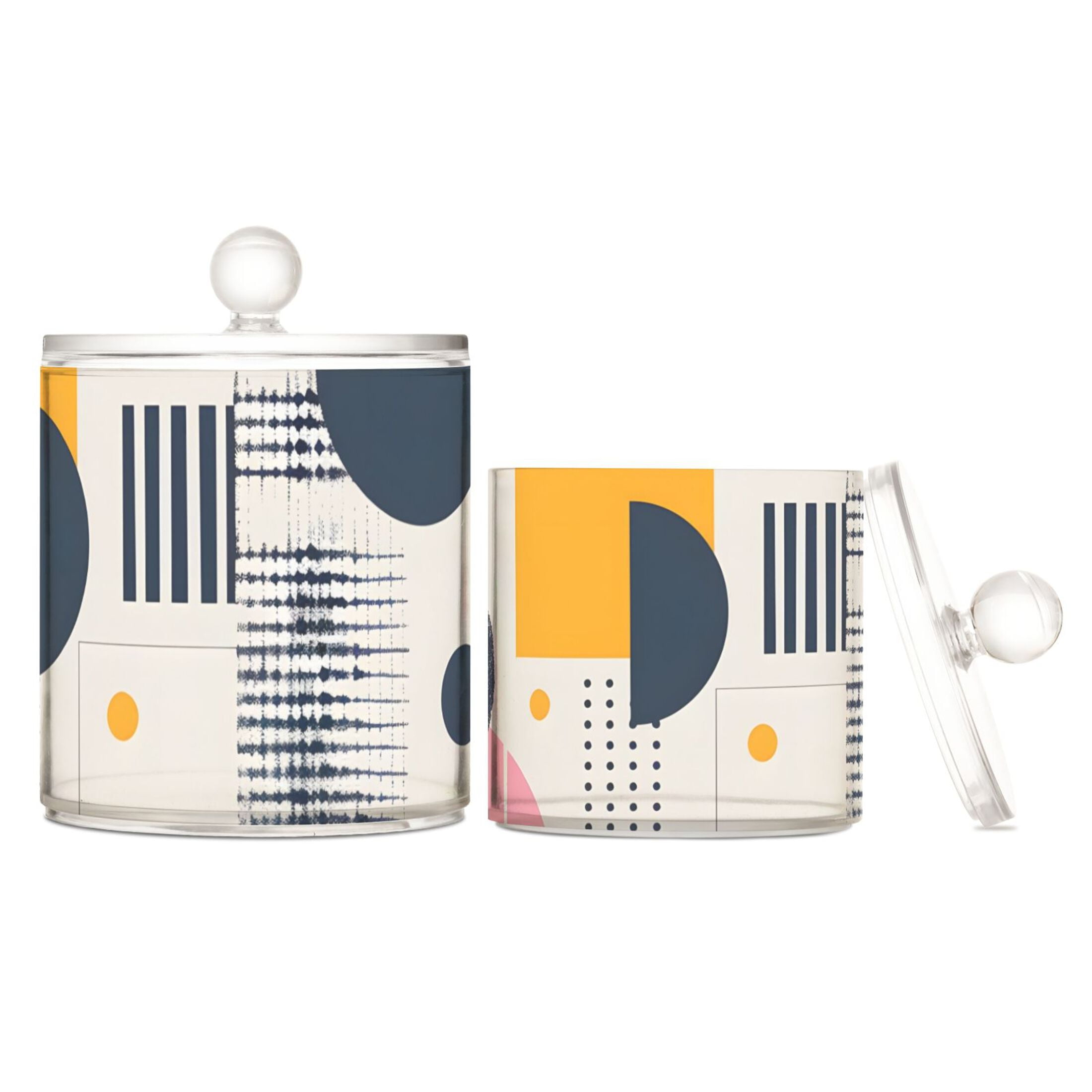 Geometric Aesthetics Translucent Plastic Cans Storage Canisters with ...