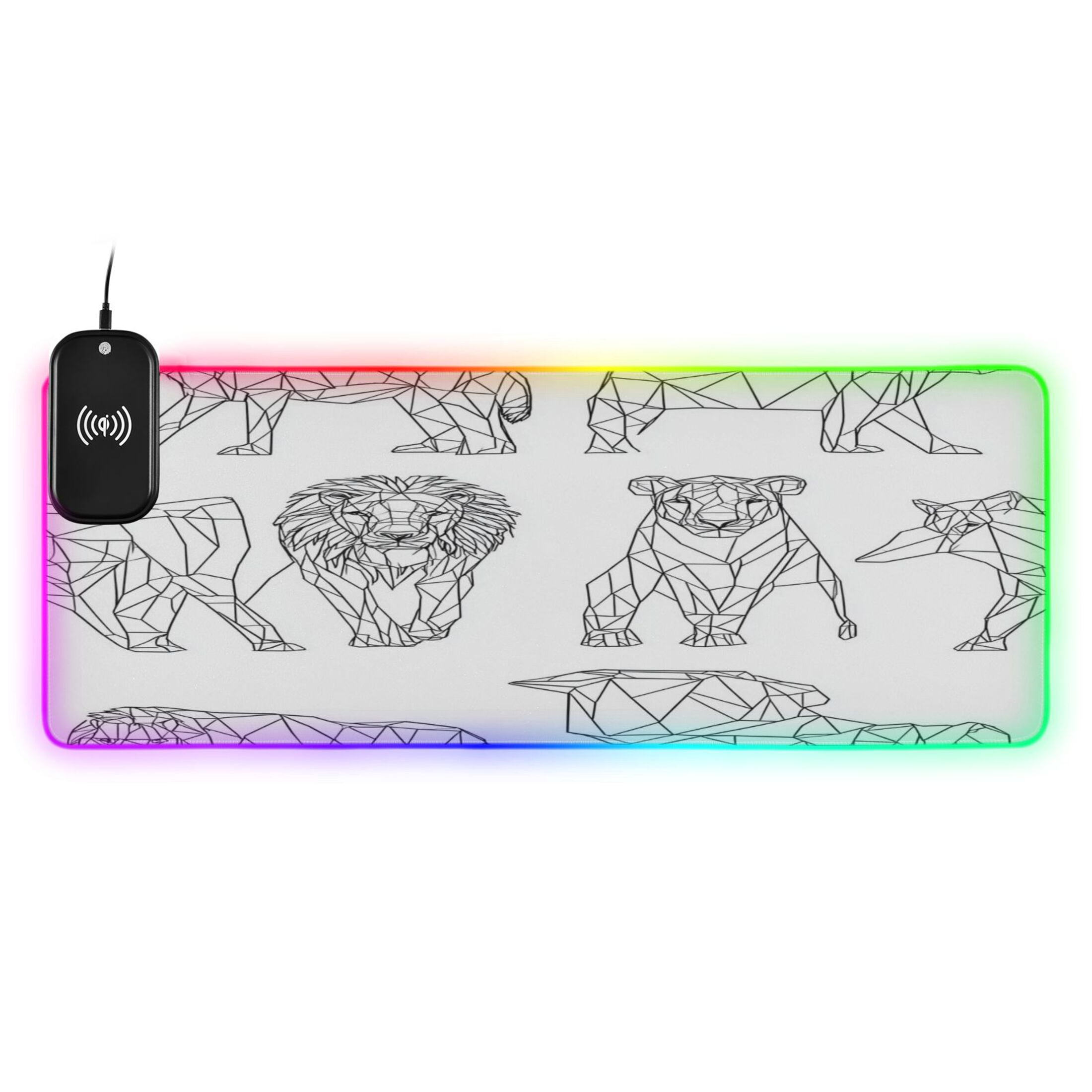 Geometric Animal Line Drawings Large RGB Gaming Mouse Pad with Fast ...