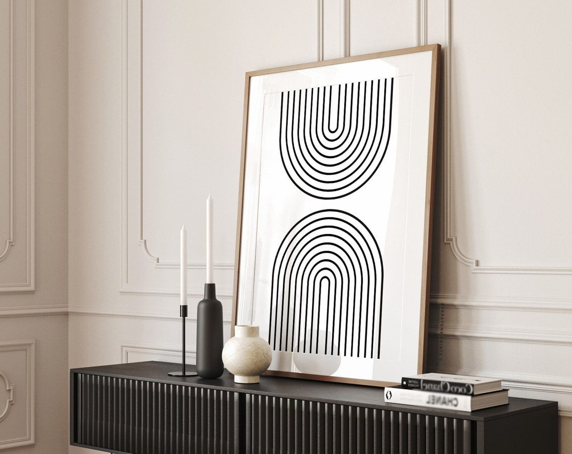 Geometric Arch Art, Mid Century Arch Line Art, Modern Geometric Art ...
