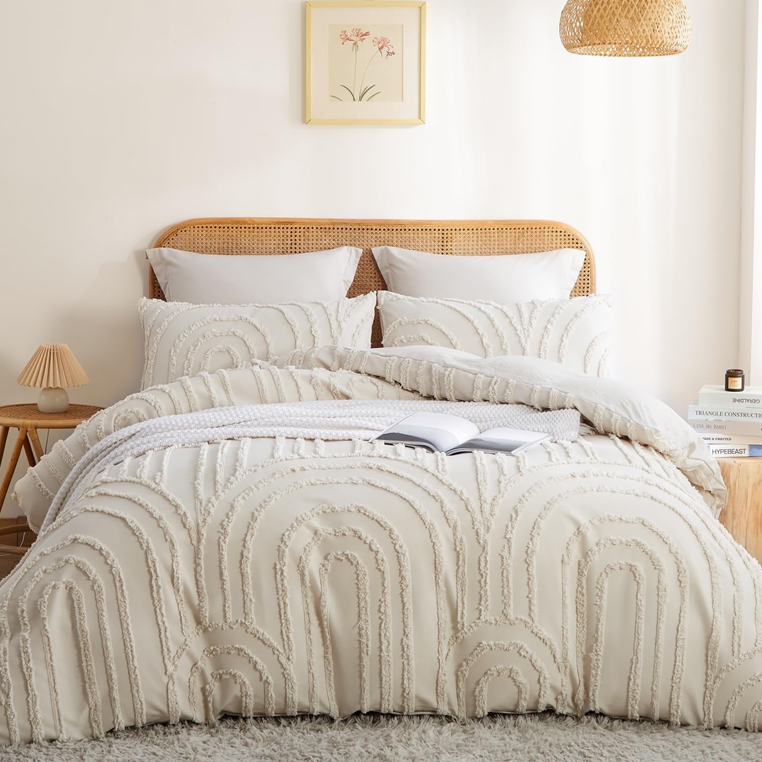 Nayoroom 2 Pieces Geometric Arch Pattern Tufted Microfiber Duvet Cover ...