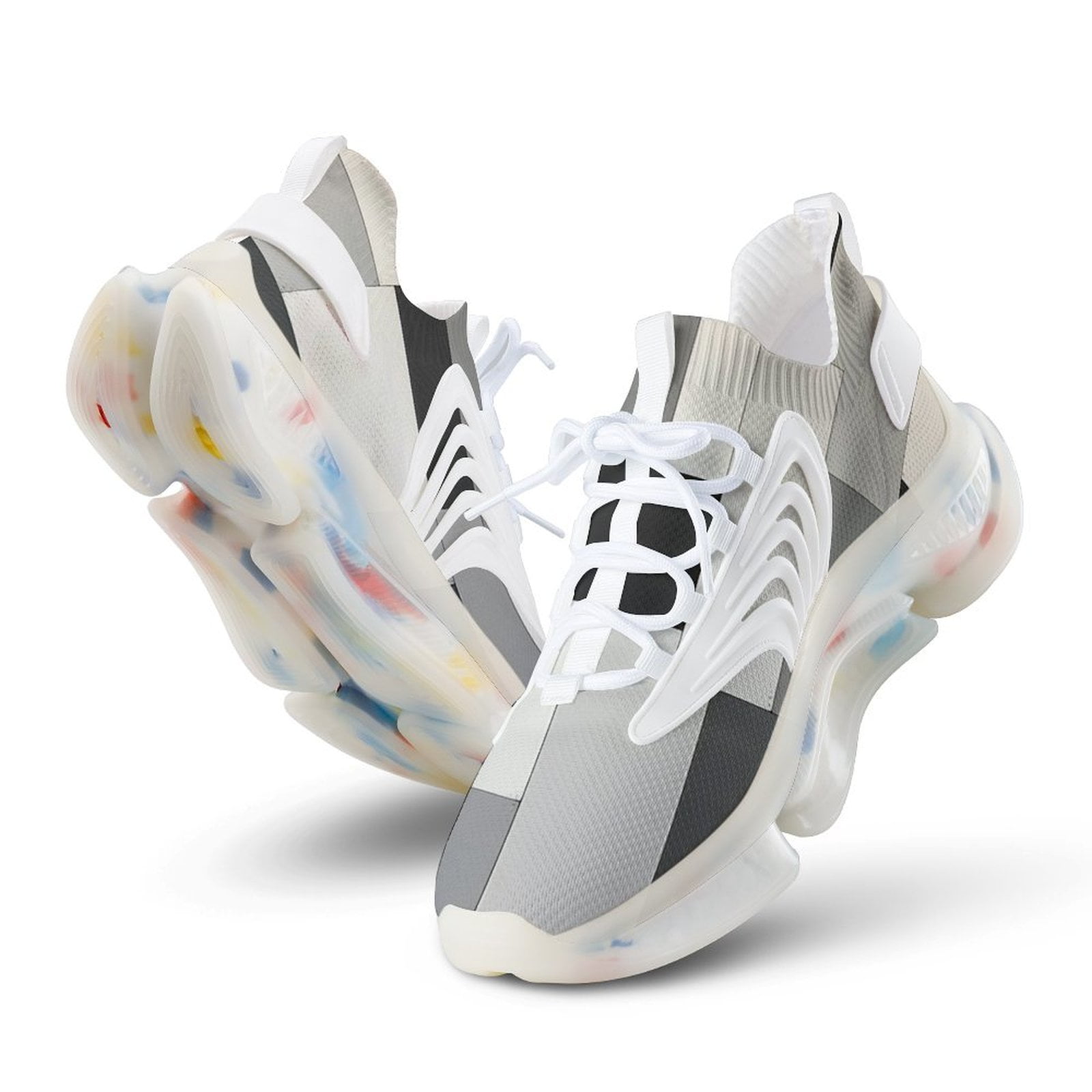 Geometric Art, Black And White Beige Walking Shoes for Men Woman ...
